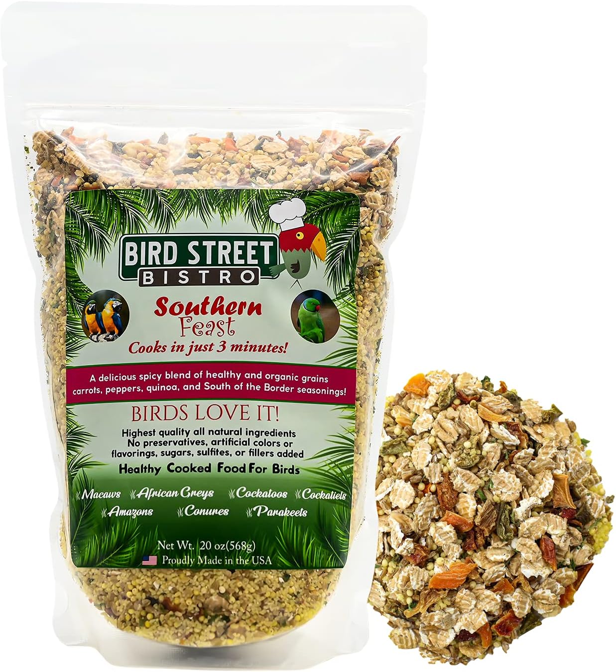 Amazon.com : Bird Street Bistro Parrot Food - Parakeet Food - Cockatiel ...