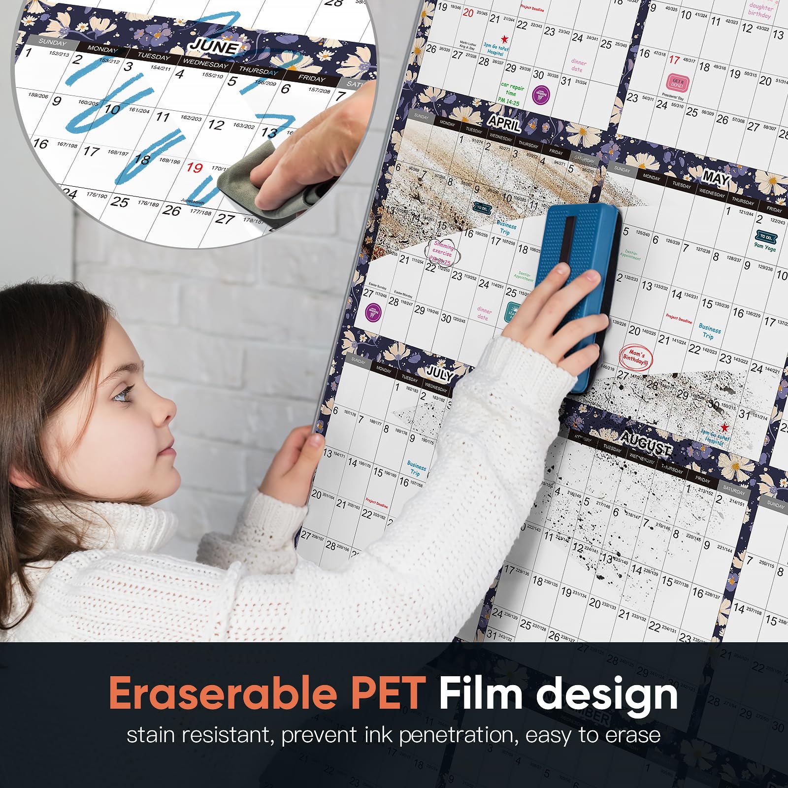 Snapklik.com : 32" X 48" 2025 Wall Calendar Erasable Large Wet & Dry ...