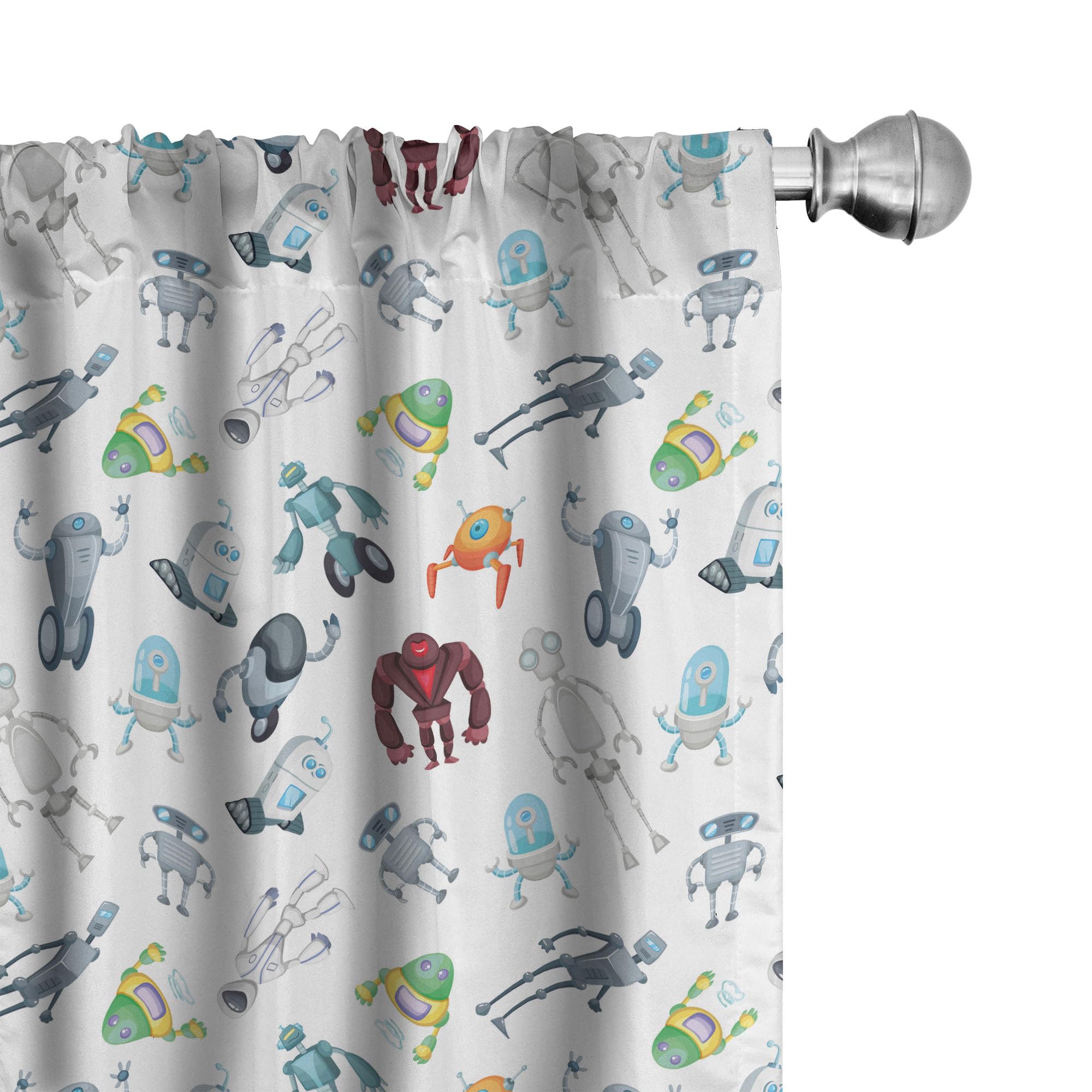 Amazon.com: Ambesonne Alien Window Curtains, Mechanical Robots Pattern ...