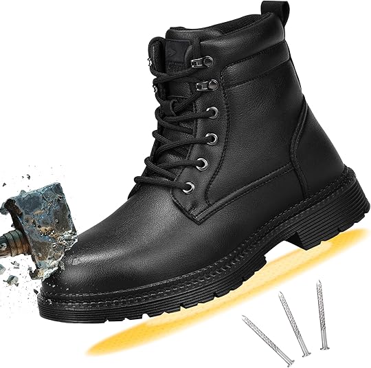Soulsfeng Botas de Trabajo Impermeables con Punta de Acero para Hombres ...