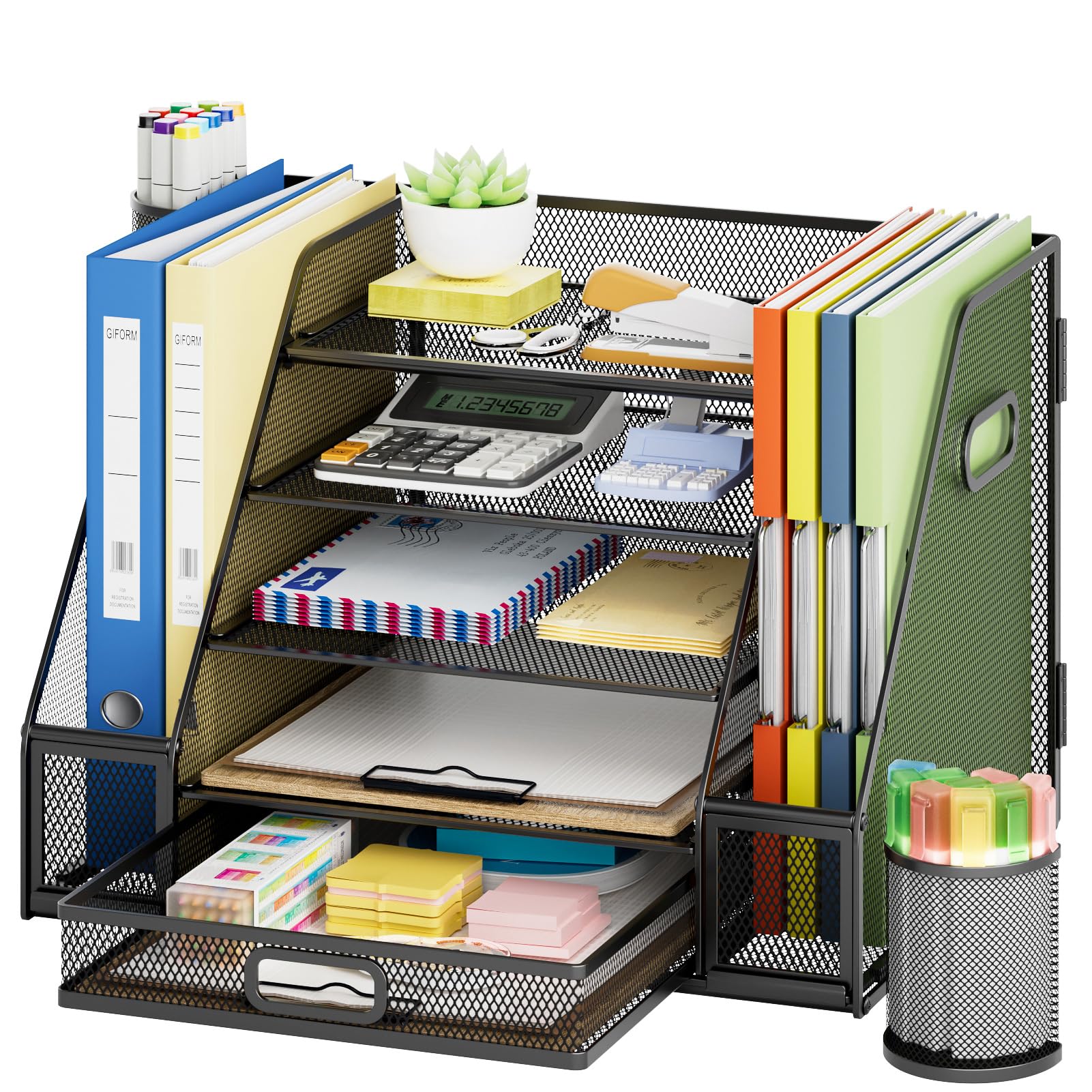 Marbrasse Desk Organiser Tray,5-Tier Paper Letter Tray Organiser with ...