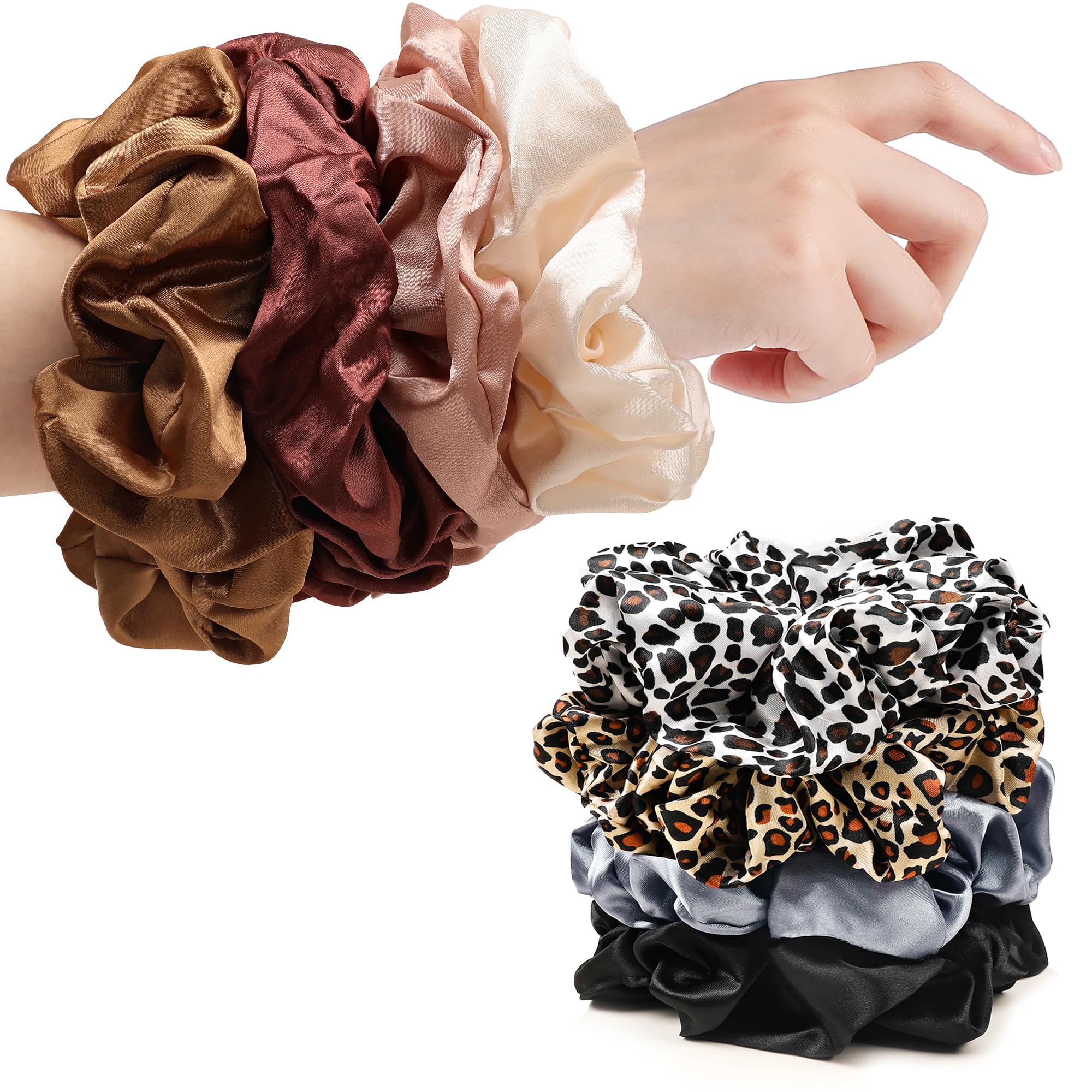 Amazon.com : Scrunchies Hair Ties for Women - Big Silk Satin Scrunchie ...