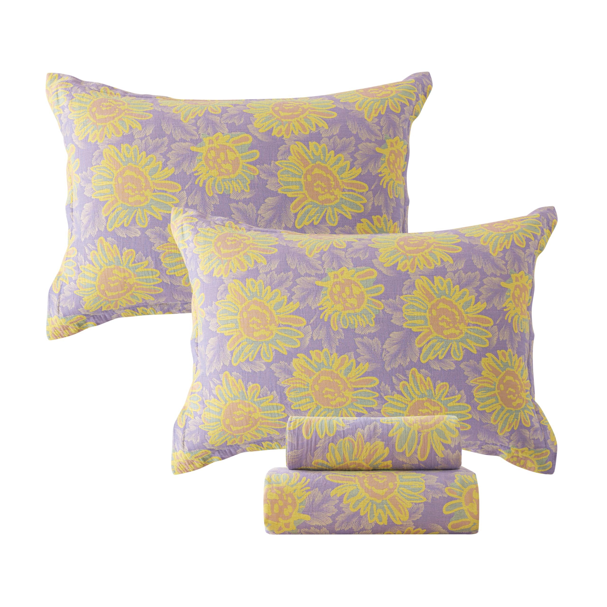 Amazon.com: FADFAY Sunflower Sheets Set Queen Vintage Yellow Purple ...