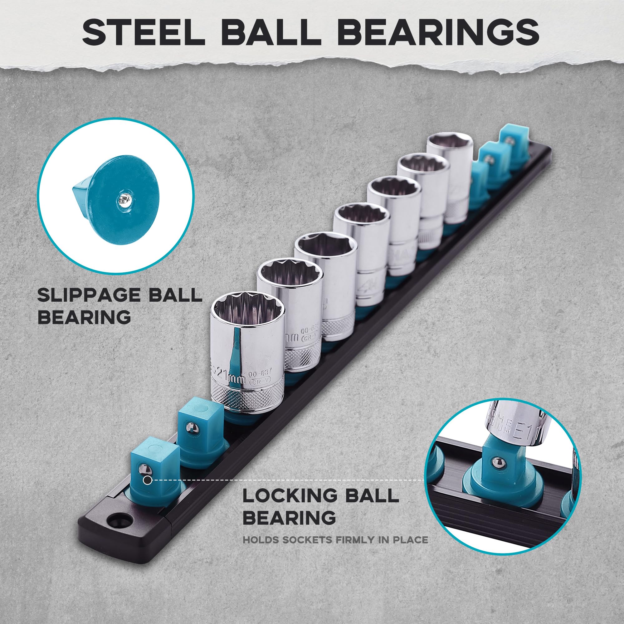 Snapklik.com : Reniteco 1/2-Inch Drive Magnetic Socket Organizer, Heavy ...