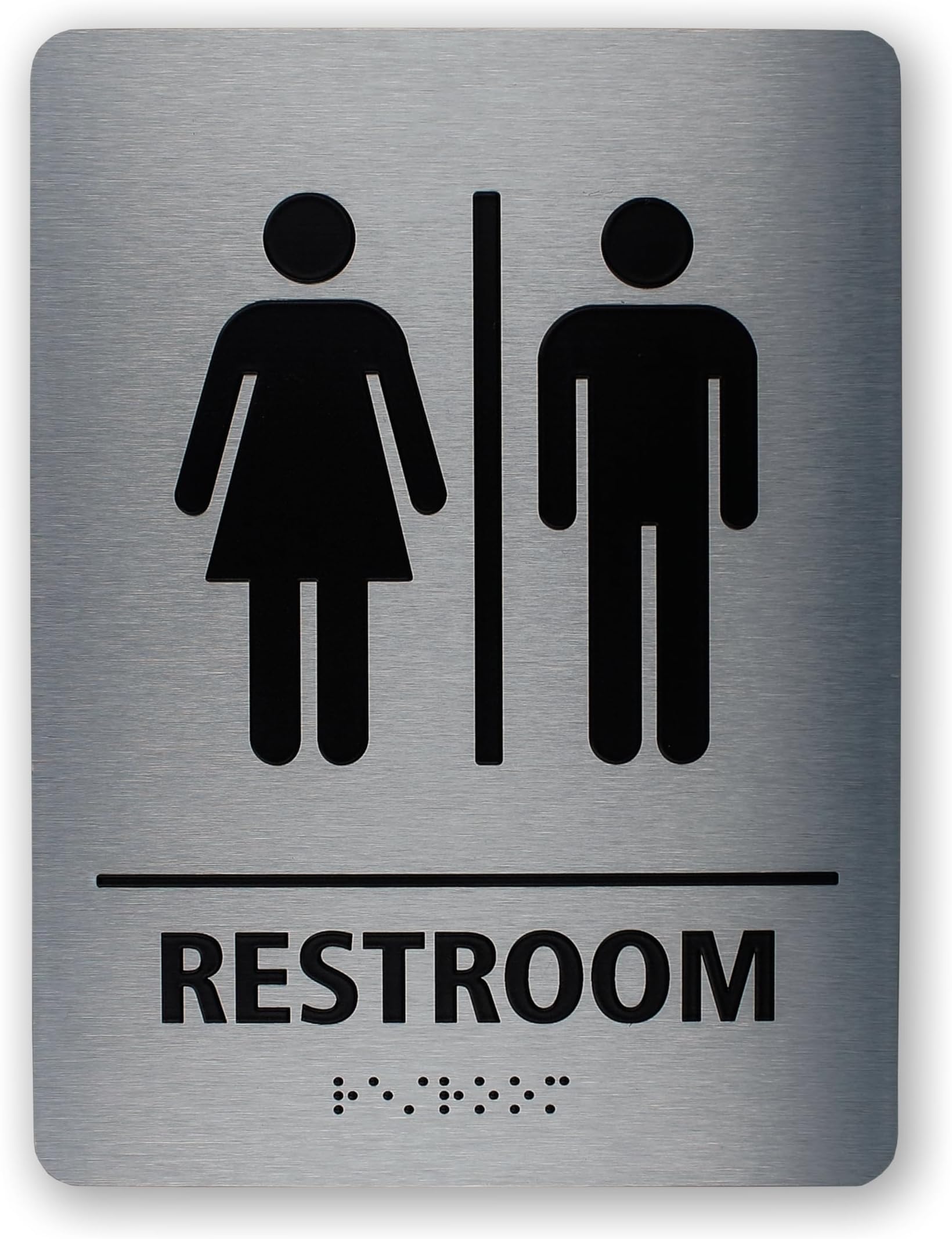 Amazon.com : Restroom Sign for Business – Brushed Aluminum ADA ...