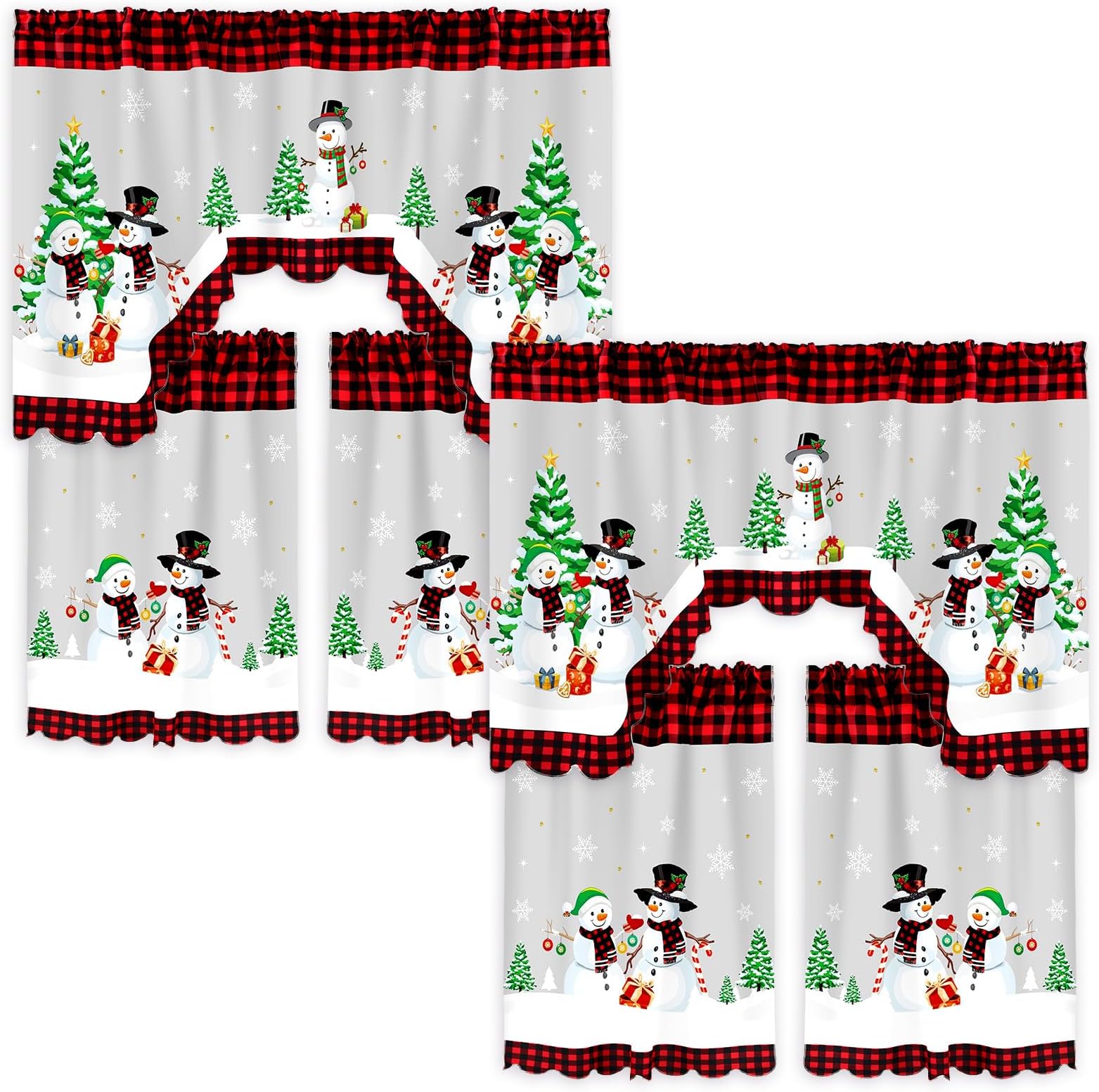 Amazon.com: 6 Pcs Christmas Kitchen Curtains Window Curtains and ...