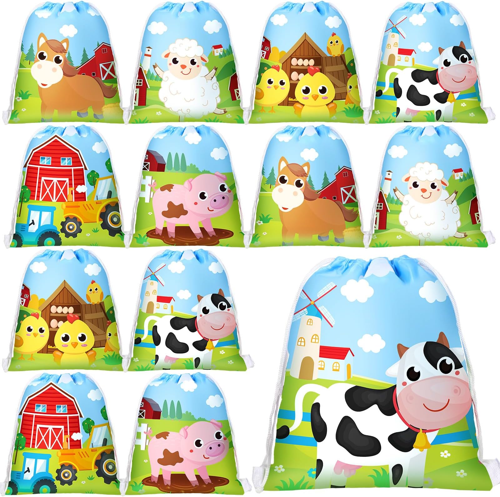 Amazon.com: Coume Farm Animal Drawstring Bags 10 x 12 Inch Reusable ...