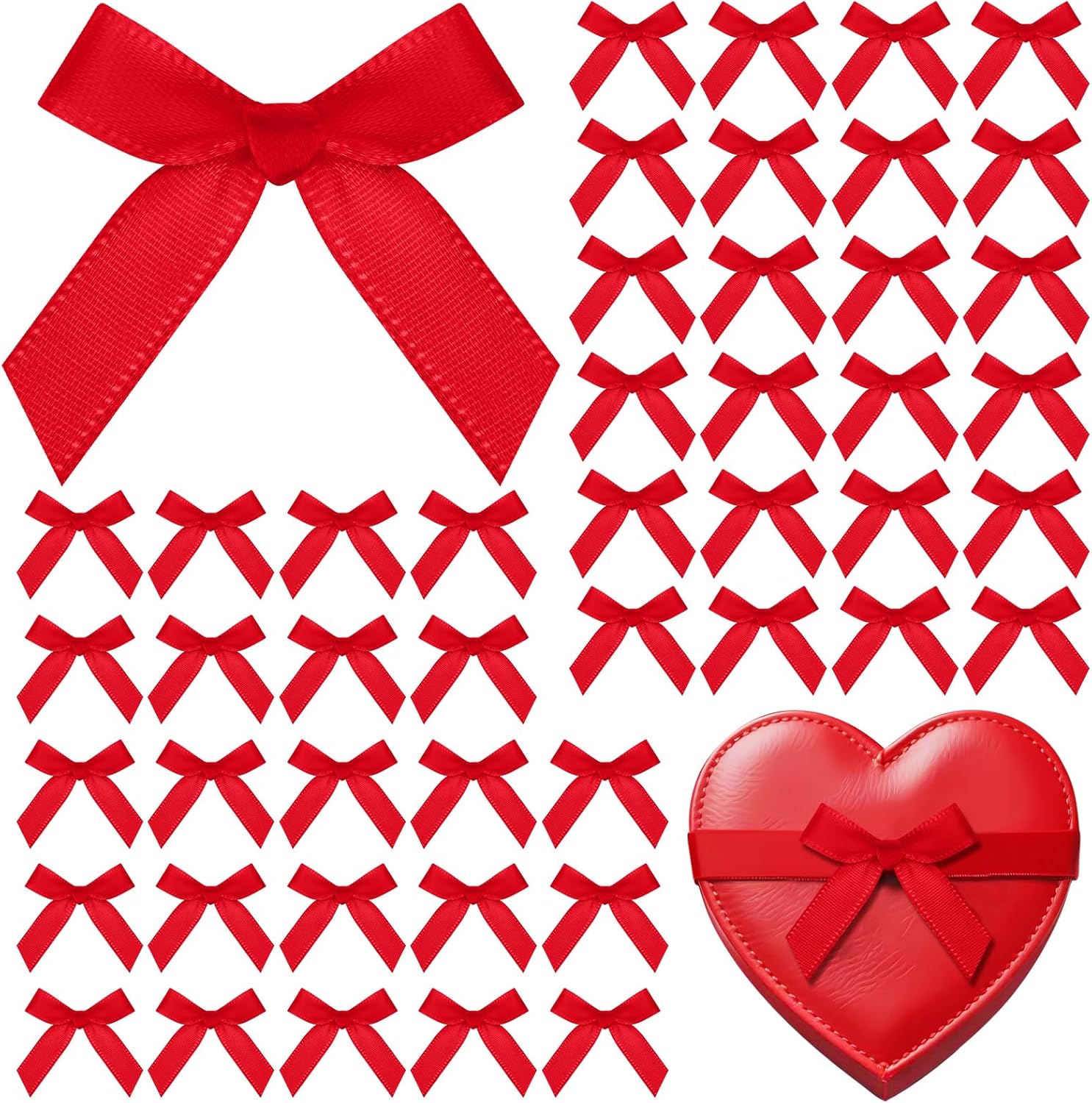 Amazon.com: 120 Pcs Mini Red Bows for Crafts with Self-Adhesive Dots, 1 ...