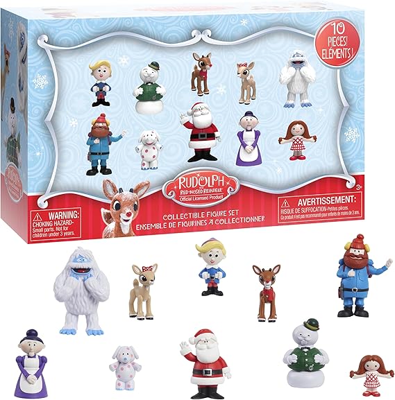Amazon.com: Just Play Rudolph the Red-Nosed Reindeer® Figure Set, 10 ...