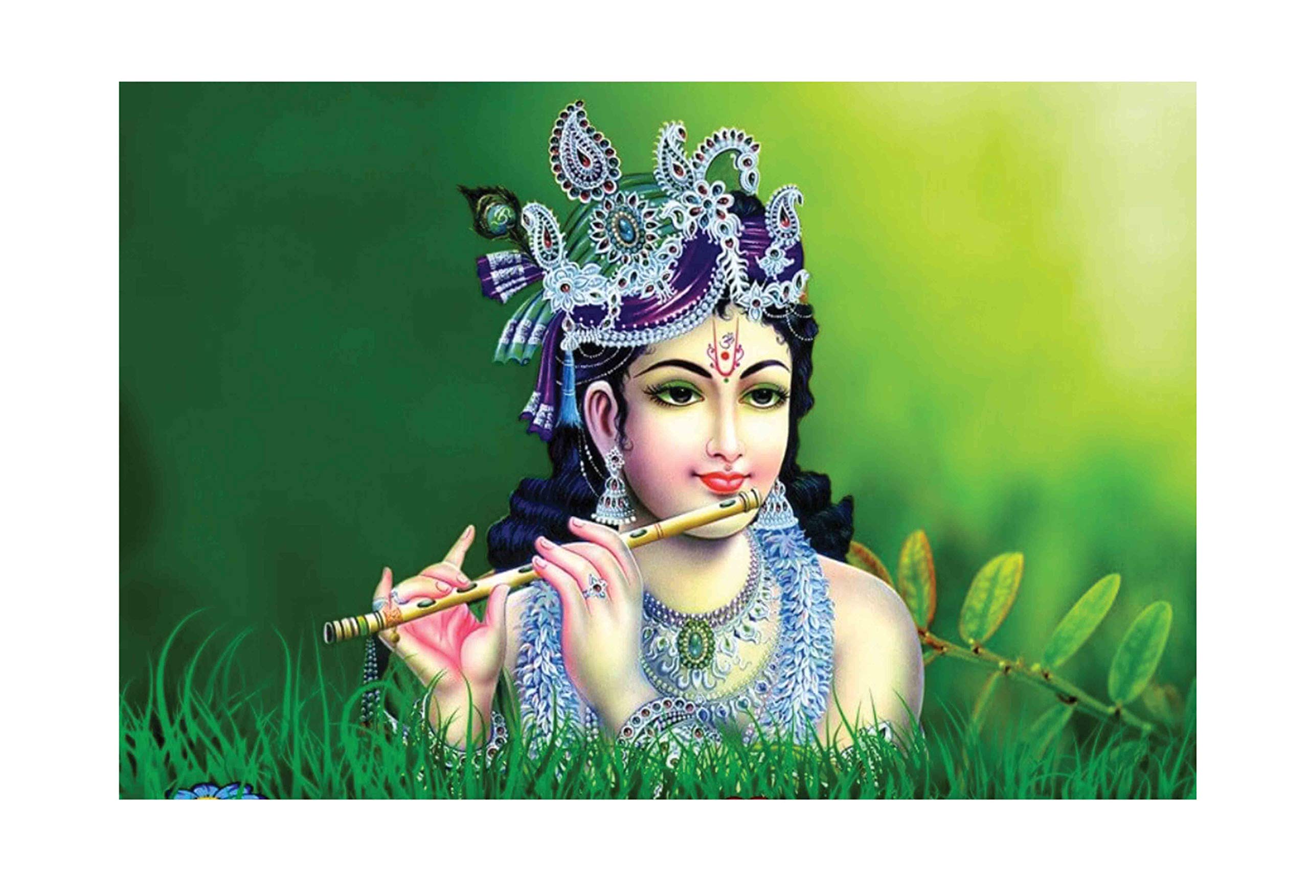 Buy Yellow Alley Hindu Religious Wall Poster| Krishna Bhagwan Poster ...