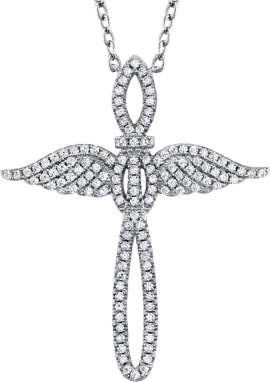 Amazon.com: Metal Masters Co. Sterling Silver 925 Angel Cross Charm ...