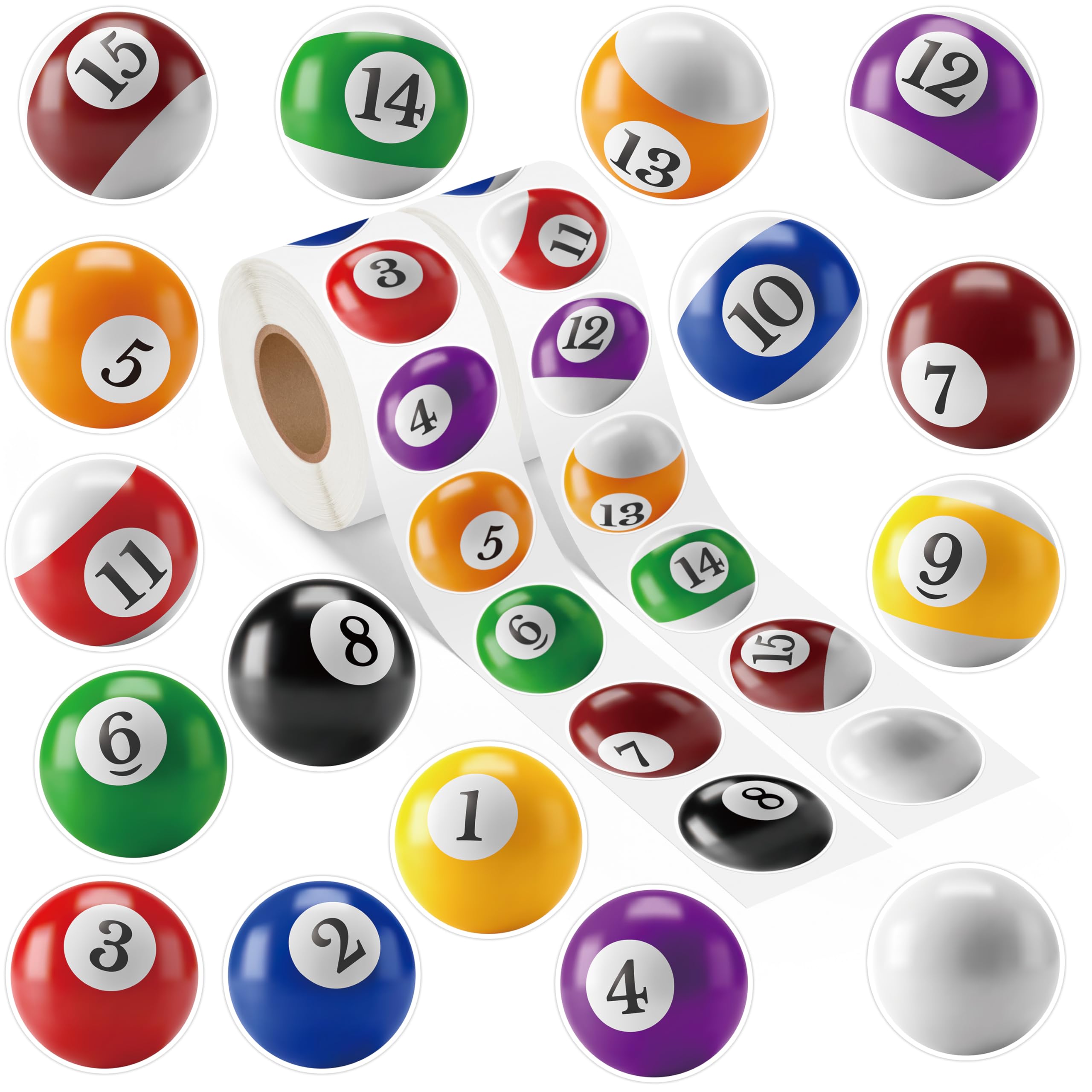 Amazon.com: A1diee Realistic Billiard Ball Stickers - 1-16 Color ...