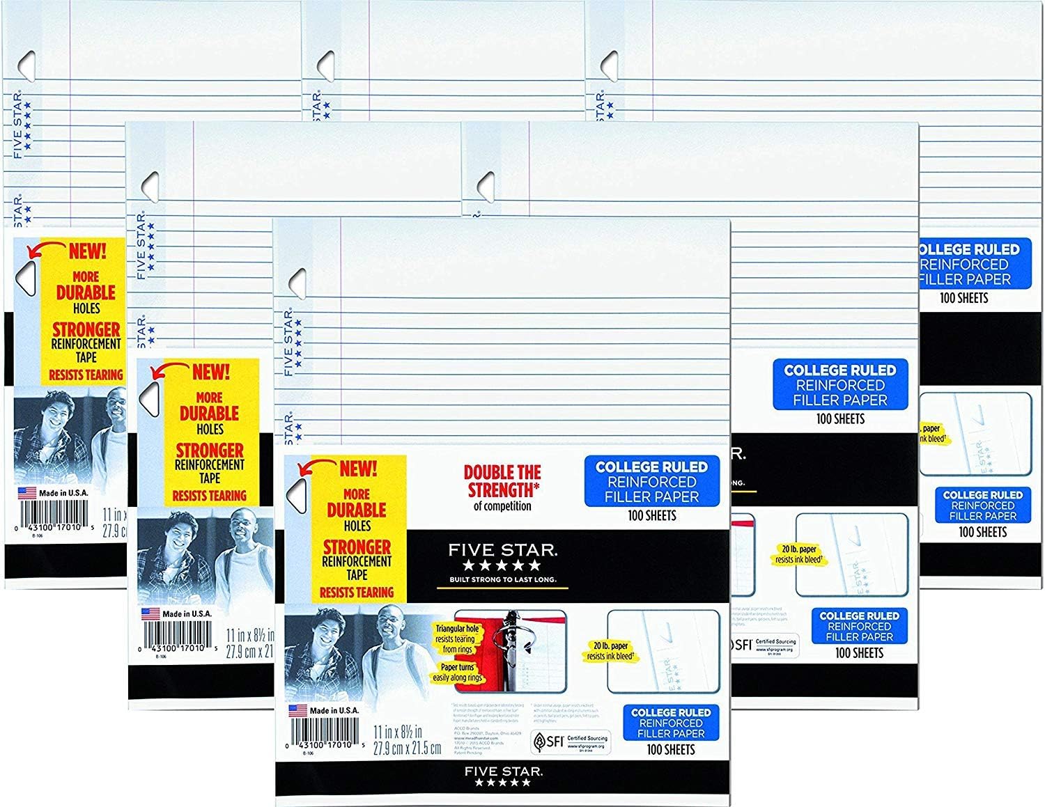 Amazon.com : Five Star Loose Leaf Paper + Study App, Notebook Paper ...