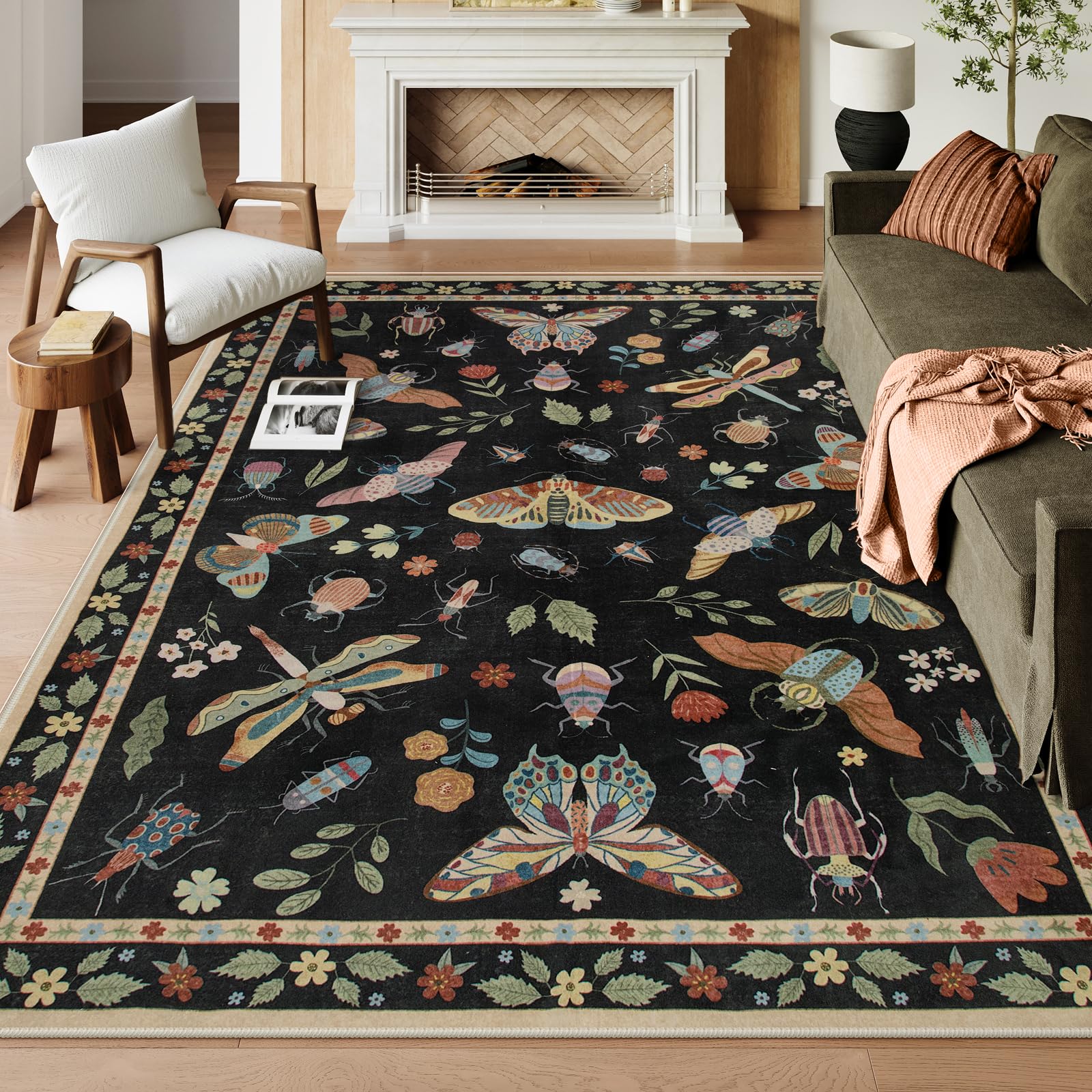 Amazon.com: Lahome Insect Area Rugs 8x10, Non Slip Washable Rugs for ...