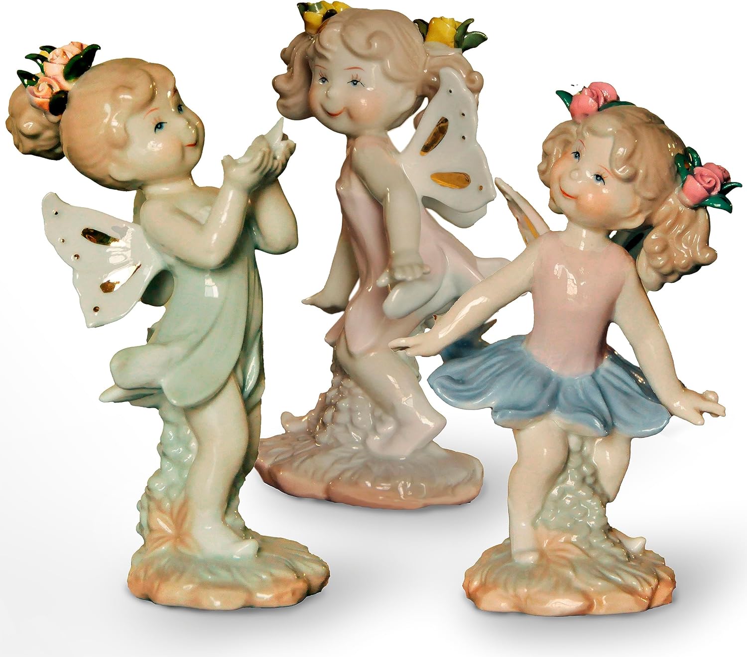 Amazon.com: MTME Porcelain Figurine, 3-Pcs Fairy Statue and Sculpture ...