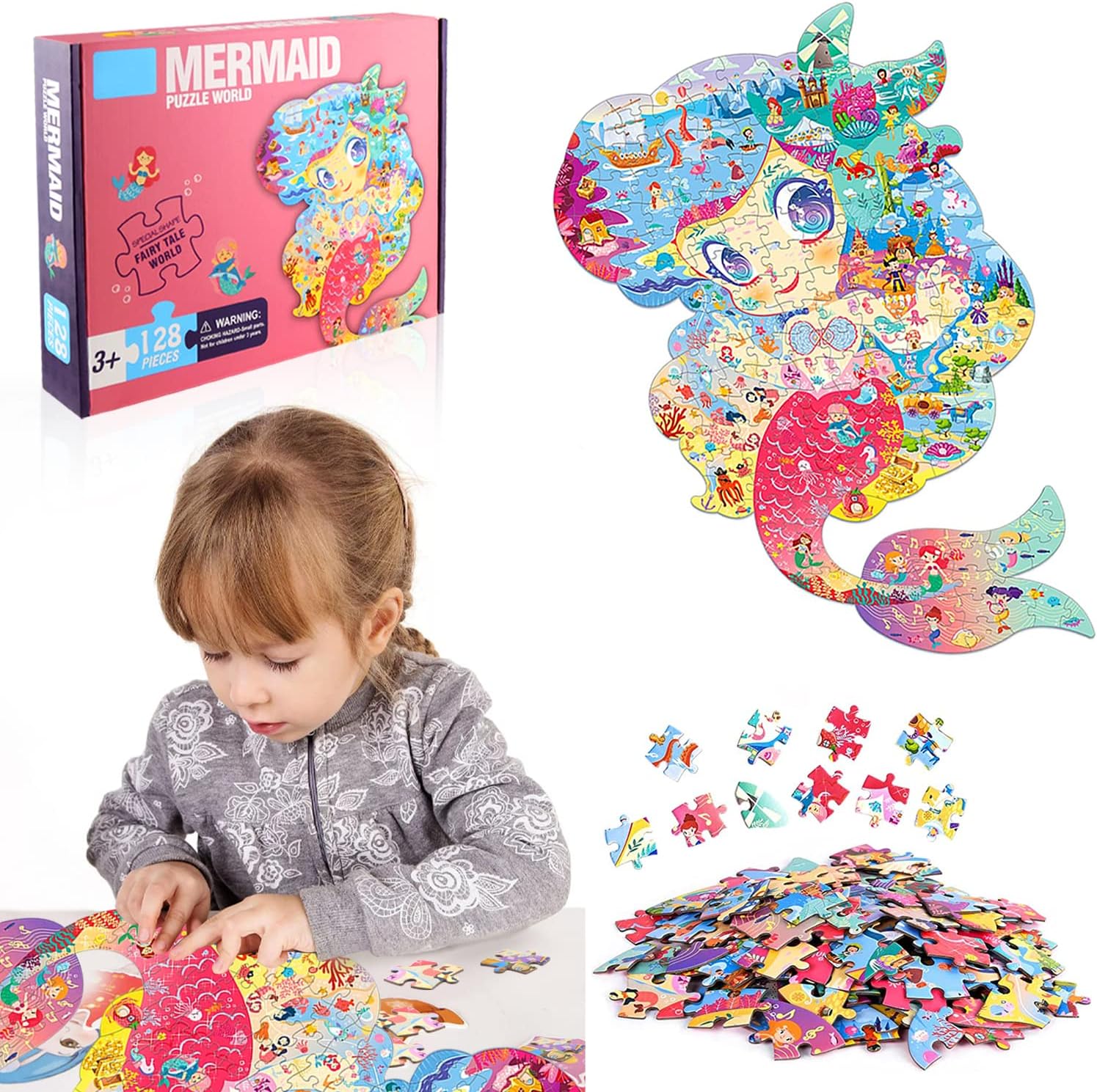 Puzzle Bambini Jigsaw Puzzle Animali Sirenetta 128 Pezzi Giochi ...