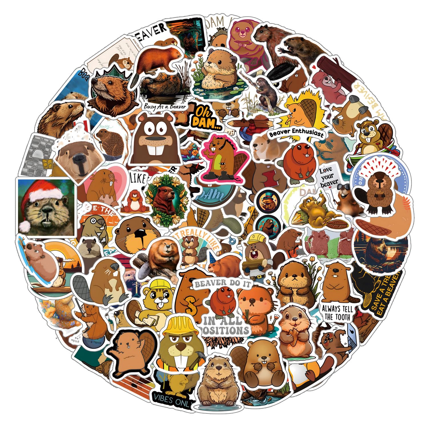 Amazon.com: 127Pcs Beaver Stickers Pack, Aesthetic Vinyl Waterproof ...