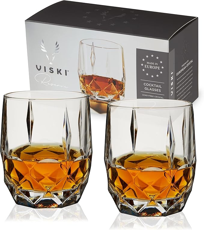 Amazon.com: Viski Reserve Bruno Cocktail Glasses - Crystal Whiskey ...