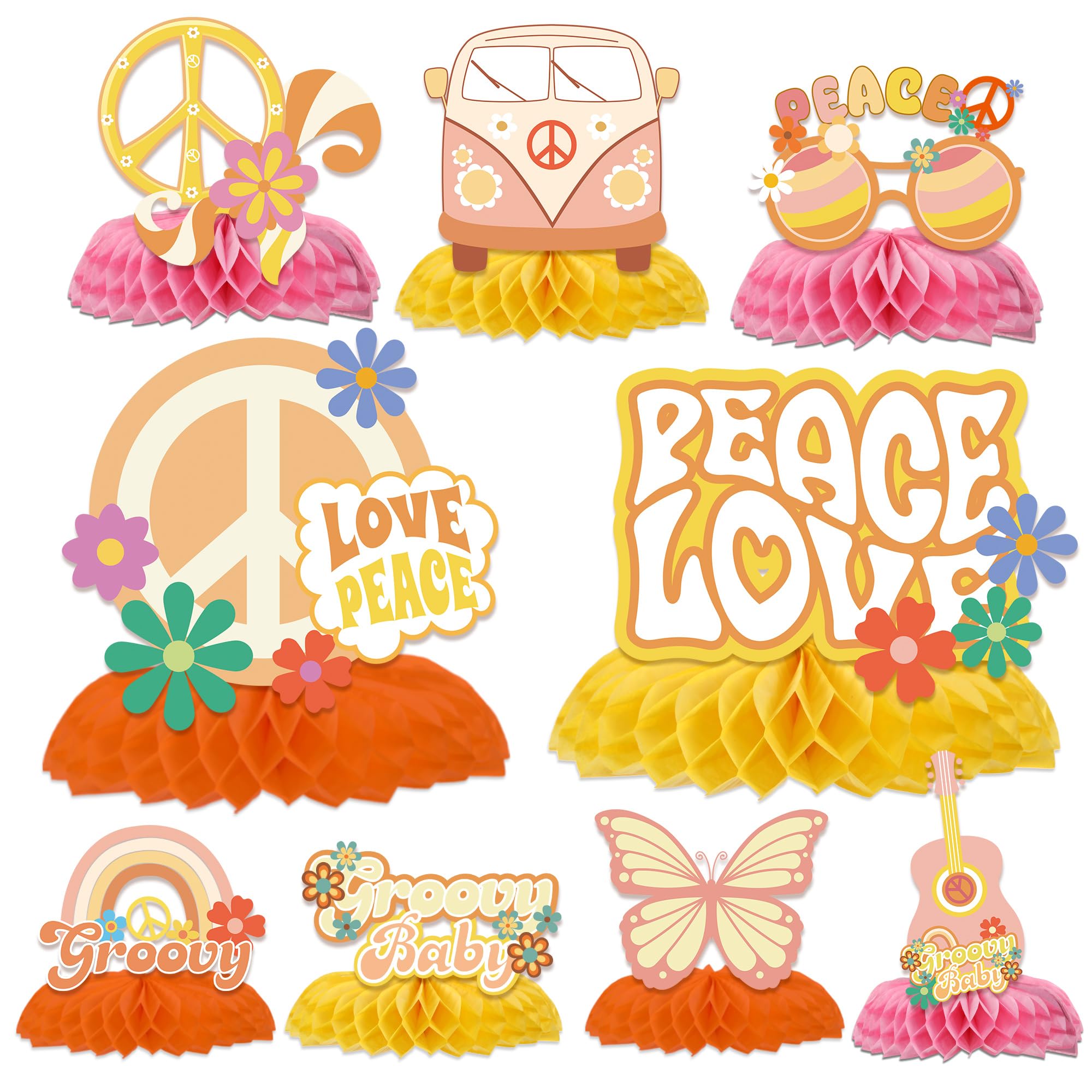 Amazon.com: Groovy Centerpieces for Table - 9PCS Groovy Retro Hippie ...