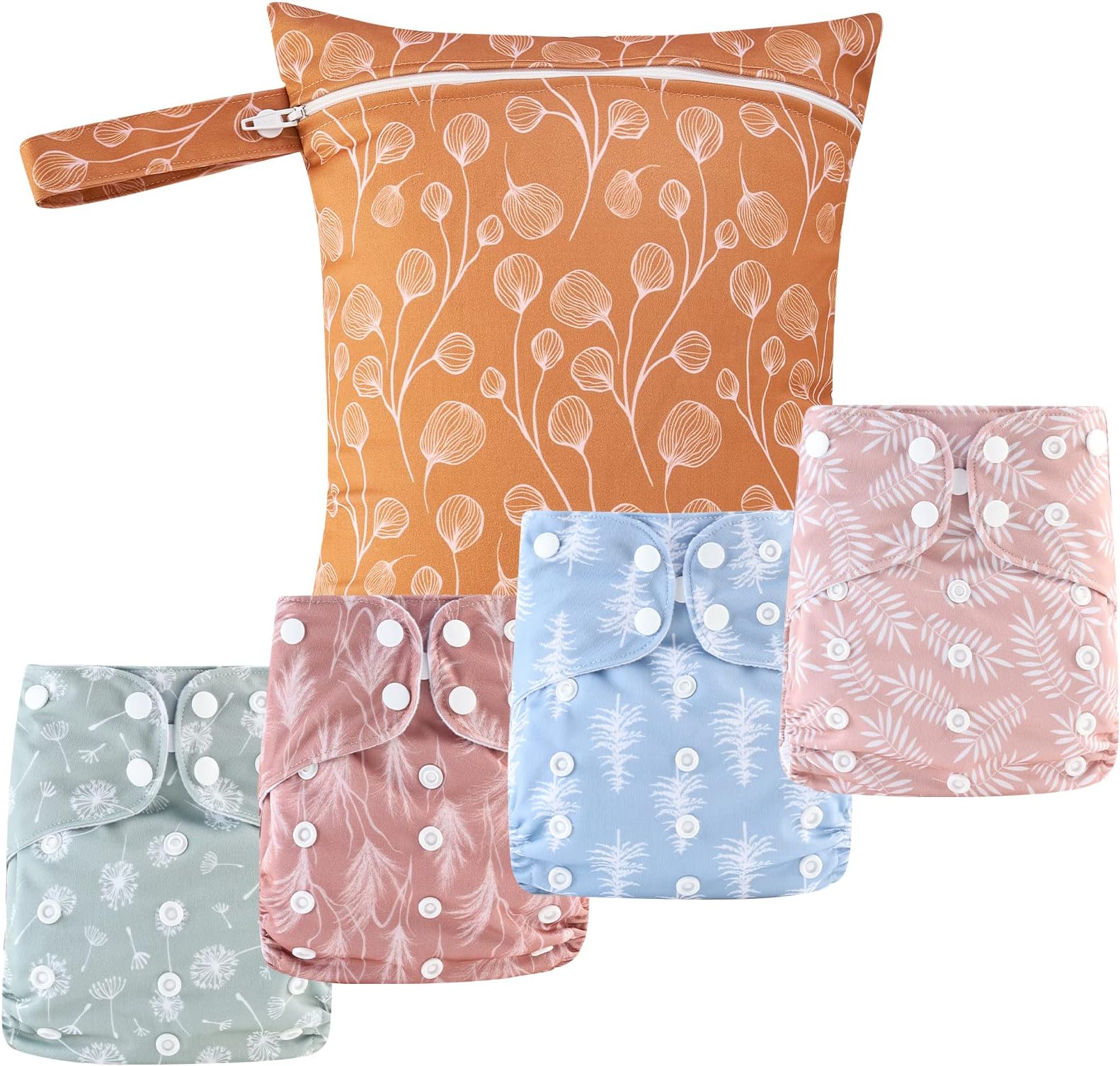 Amazon.com : ALVABABY 6pcs with 12 Inserts Baby Cloth Diapers Pocket ...