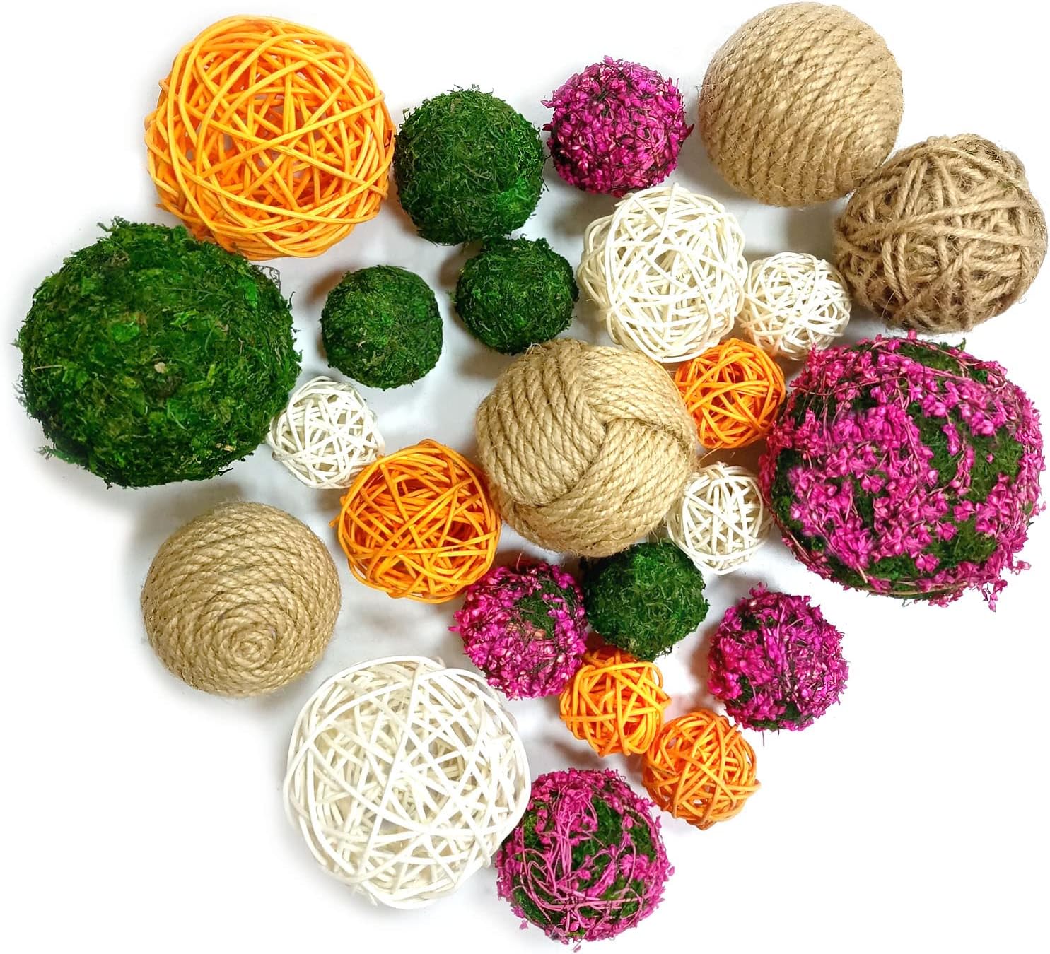 Amazon.com: JACYUIG 18 Pcs Moss Balls Decorative Wicker Rattan Balls ...
