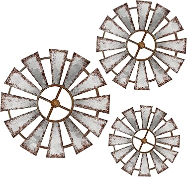 Amazon.com: Yookeer 3 Pcs Wood Windmill Wall Decor Farmhouse Hanging ...