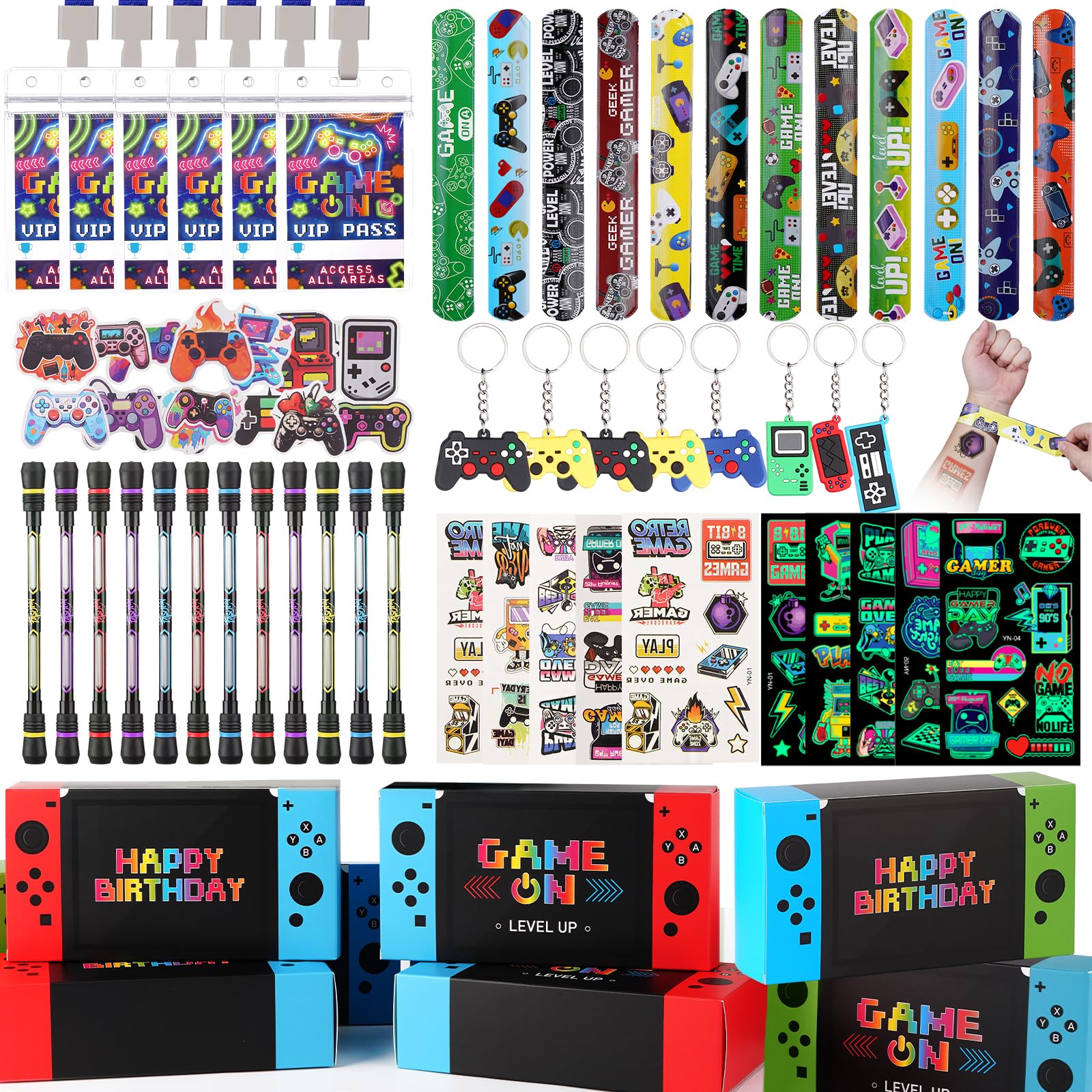 Amazon.com: Vanblue 122pcs Video Game Party Favors Gamer Birthday ...
