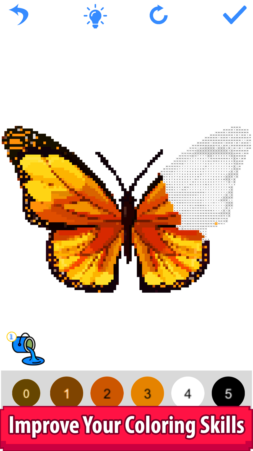 Butterfly Pixel Art - Paint by Number, Sandbox Coloring Pages - App on ...