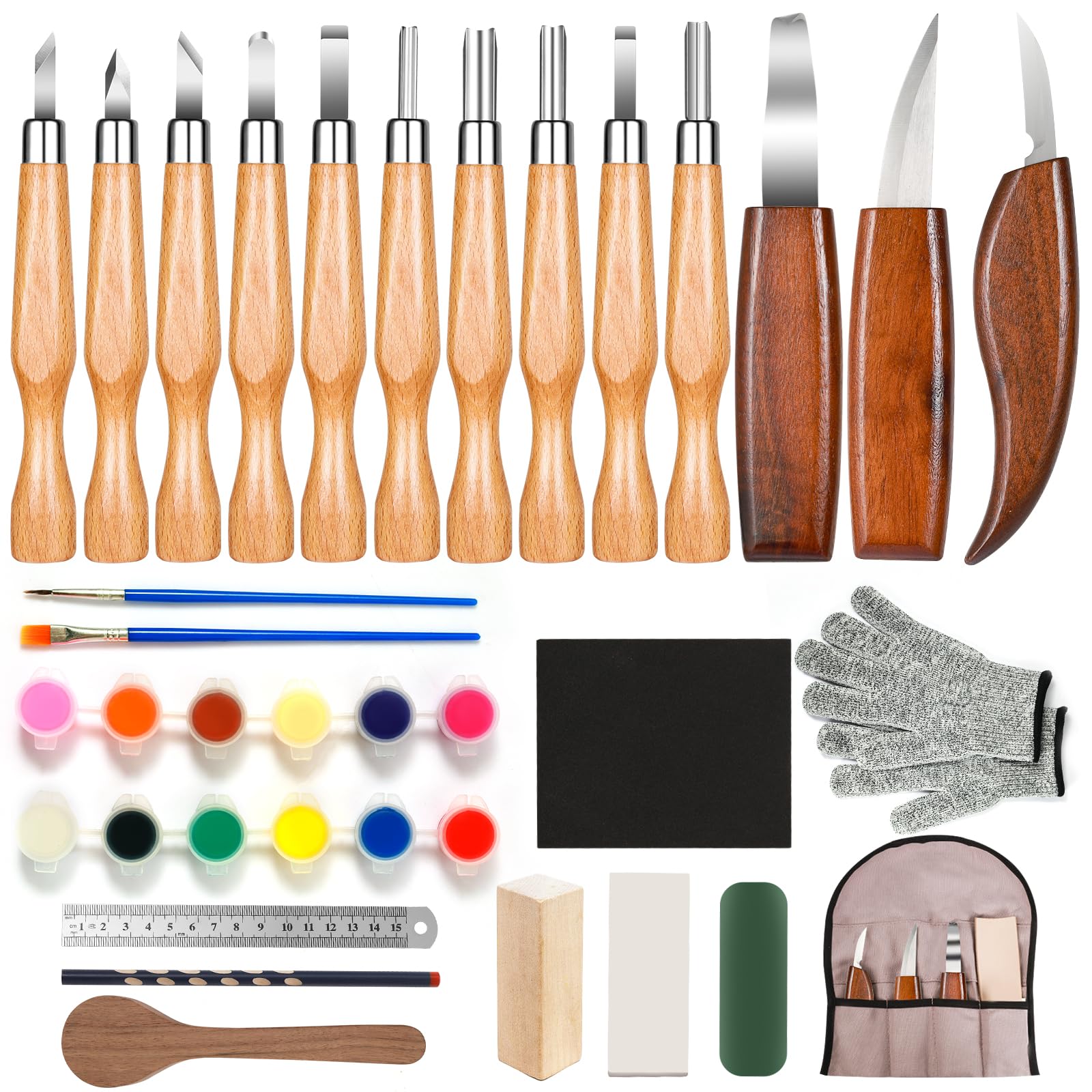 Amazon.com: 38 in-1 Wood Carving Kit, Wood Carving Tools with 13PCS ...