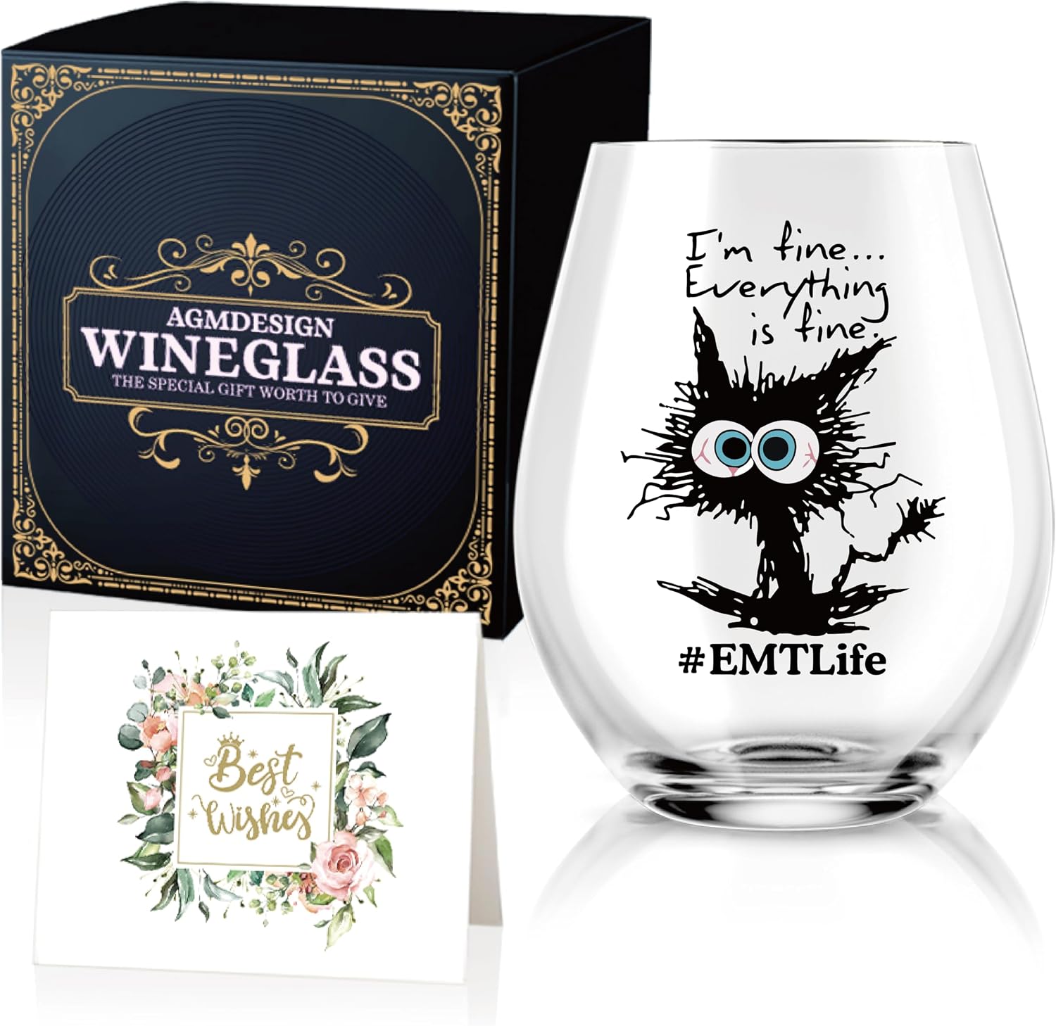 Amazon.com | AGMDESIGN I'm Fine Everything is Fine Emtlife Funny Wine ...