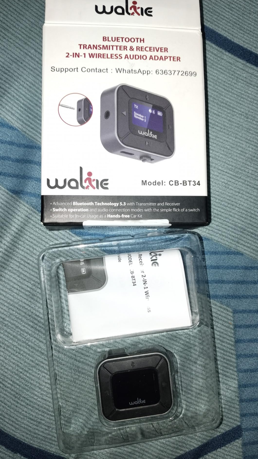 Walkie 2 in 1 Handsfree LCD Display V5.3 Bluetooth Transmitter Receiver ...