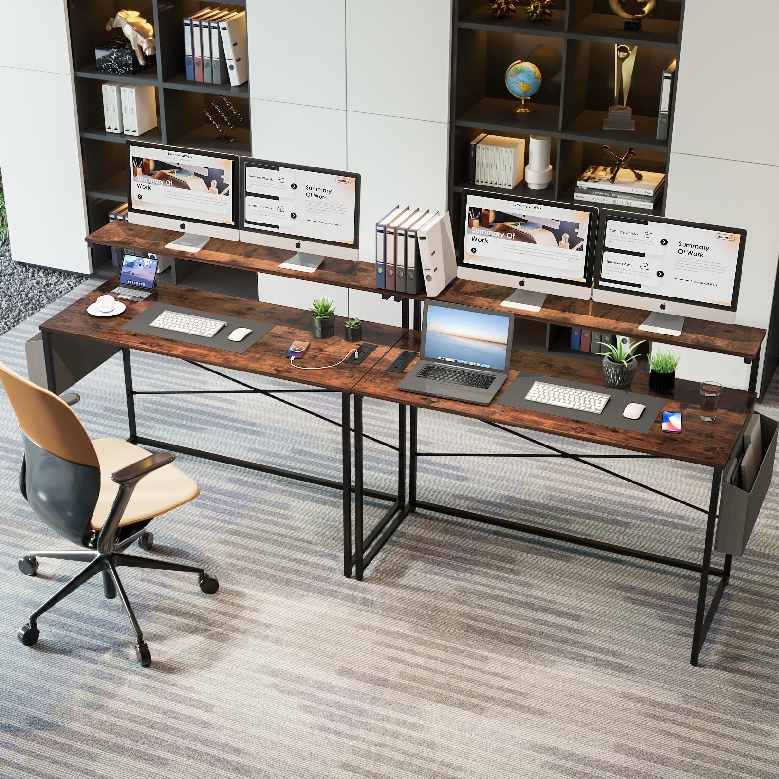 Yoobure Computer Desk with Power Outlets Fast Charging Type-C Included ...