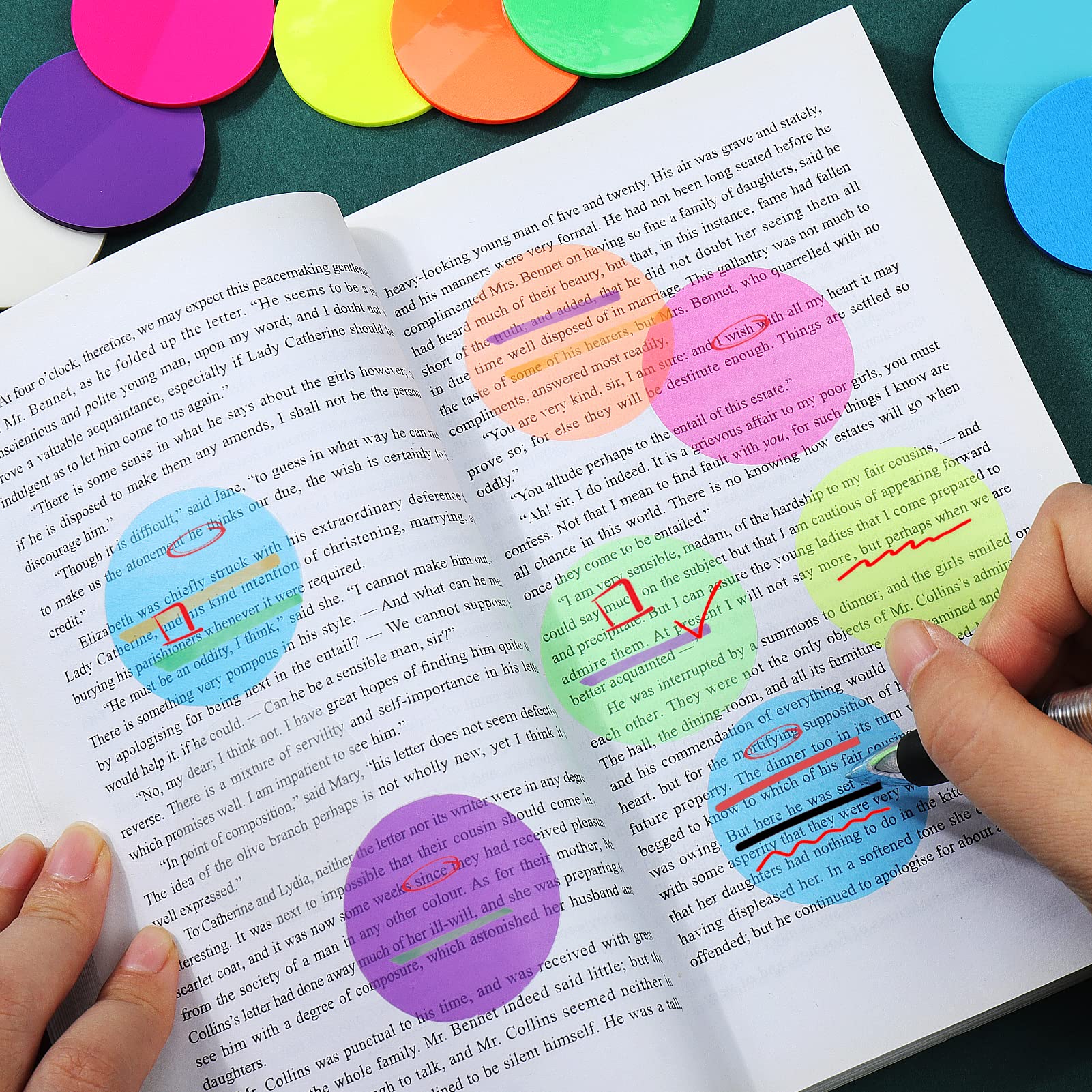 Snapklik.com : Transparent Sticky Notes, 400Pcs Bright Neon Round Clear ...