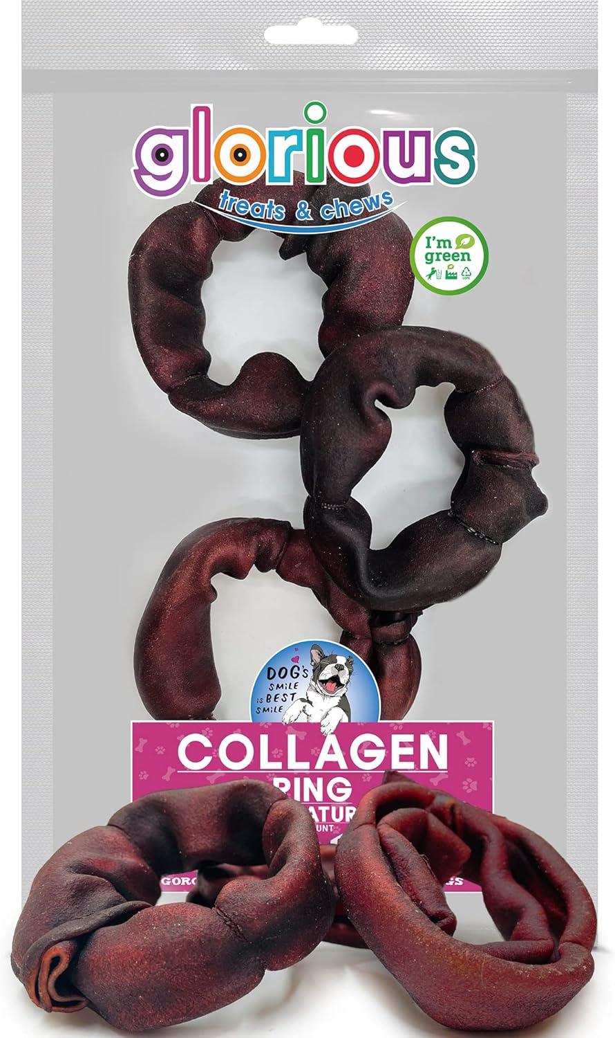 100% All-Natural Beef Collagen Dog Chew Ring (3 ct) - High Protein ...