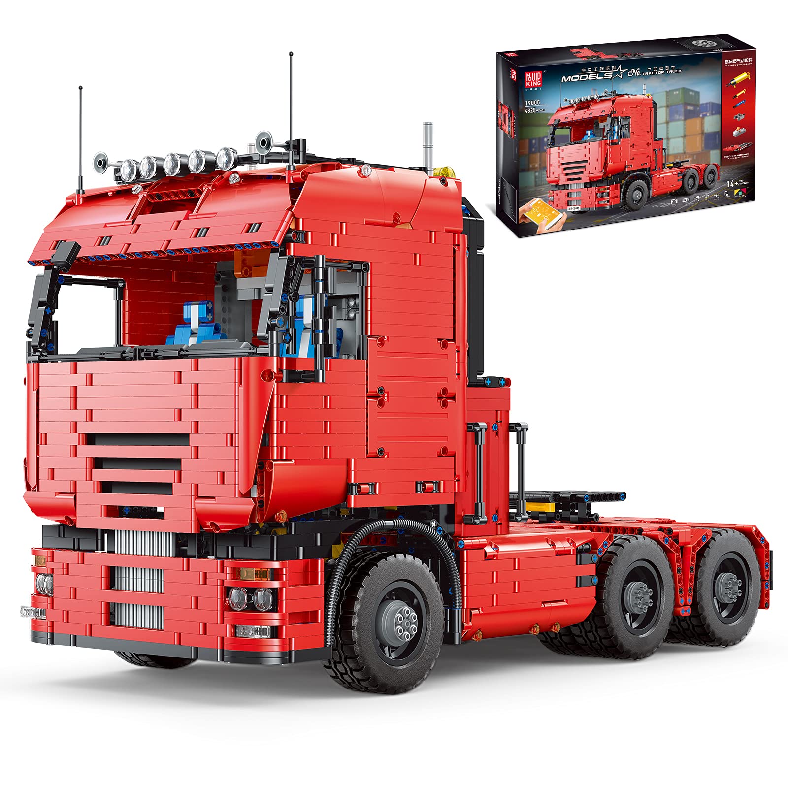 Buy Mould King RC Semi Tractor Truck Building Blocks Kit, 19005 ...