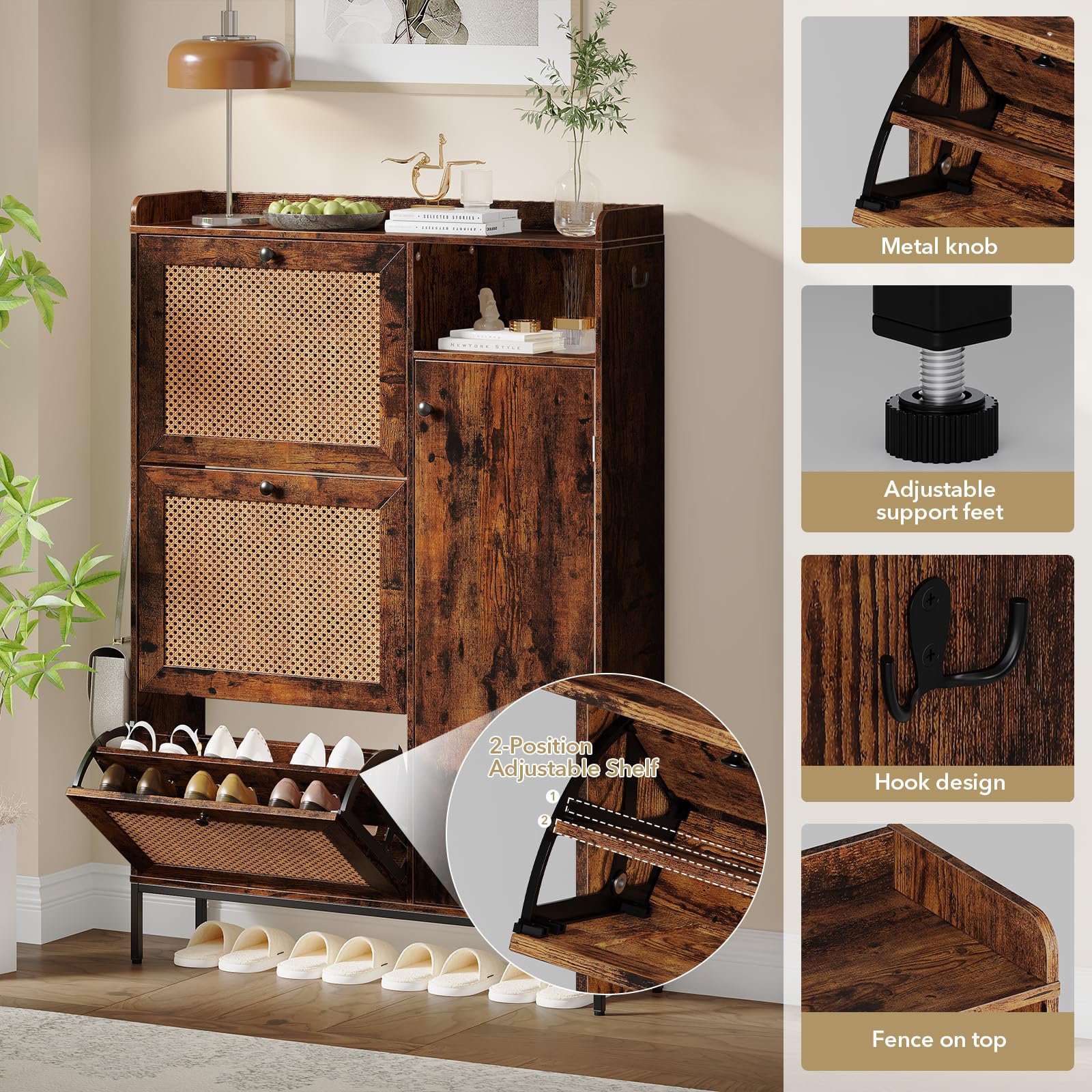 Snapklik.com : Rattan Shoe Storage Cabinet