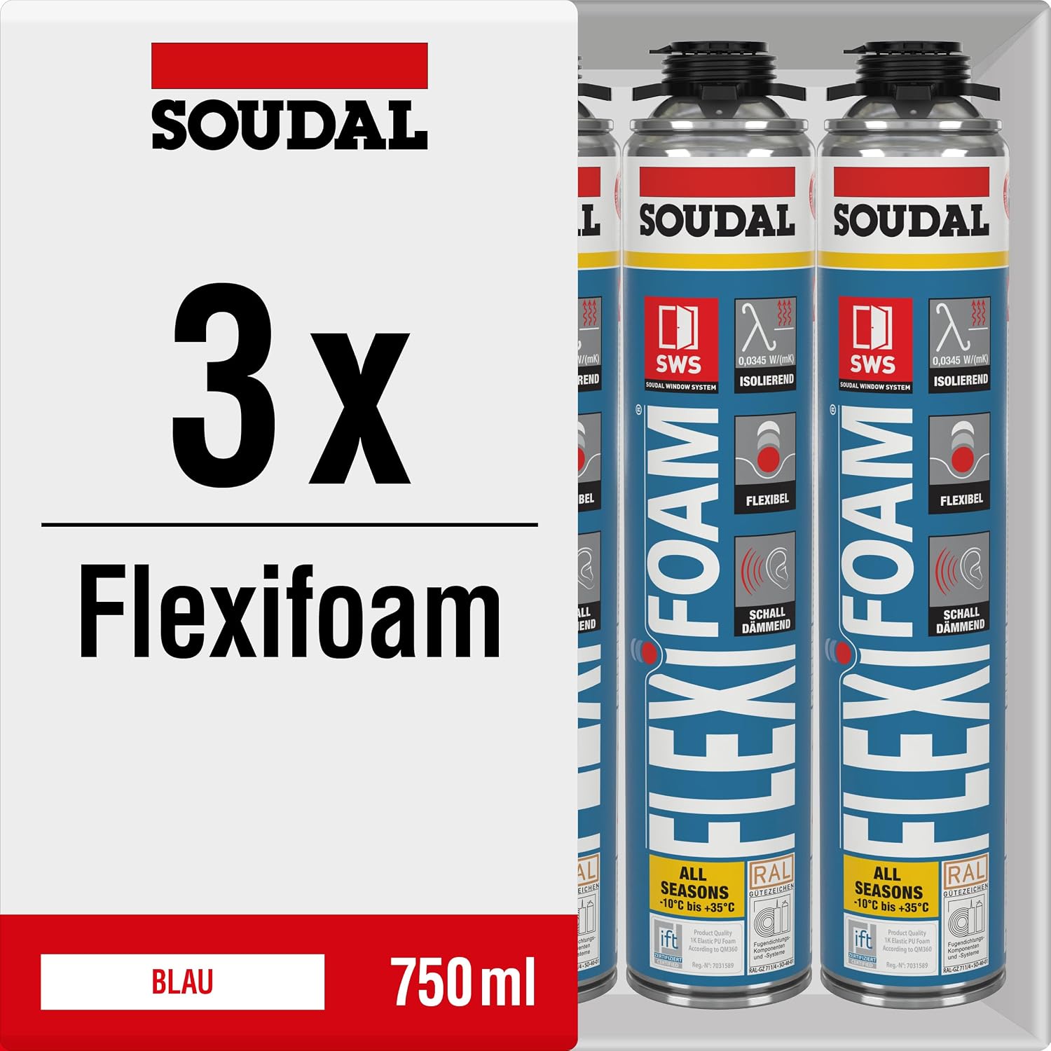 Soudal Flexifoam Pistolenschaum/Flexischaum / 3 x 750 ml : Amazon.de ...
