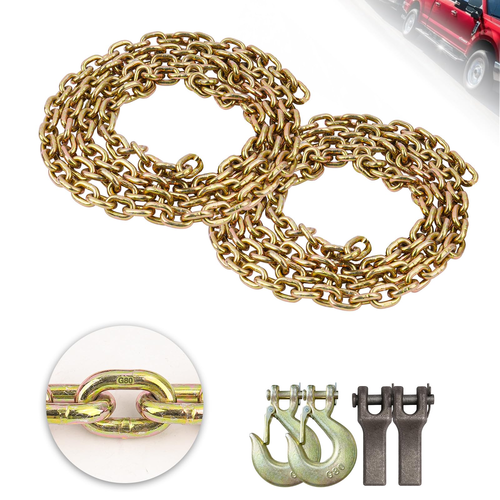 Amazon.com: Lechansen G80 3/8''Trailer Safety Chain with Chain Retainer ...