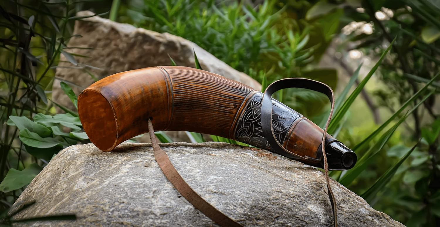 NORSE EMPIRE Cuerno vikingo soplador con silbato de cuerno corneta de ...