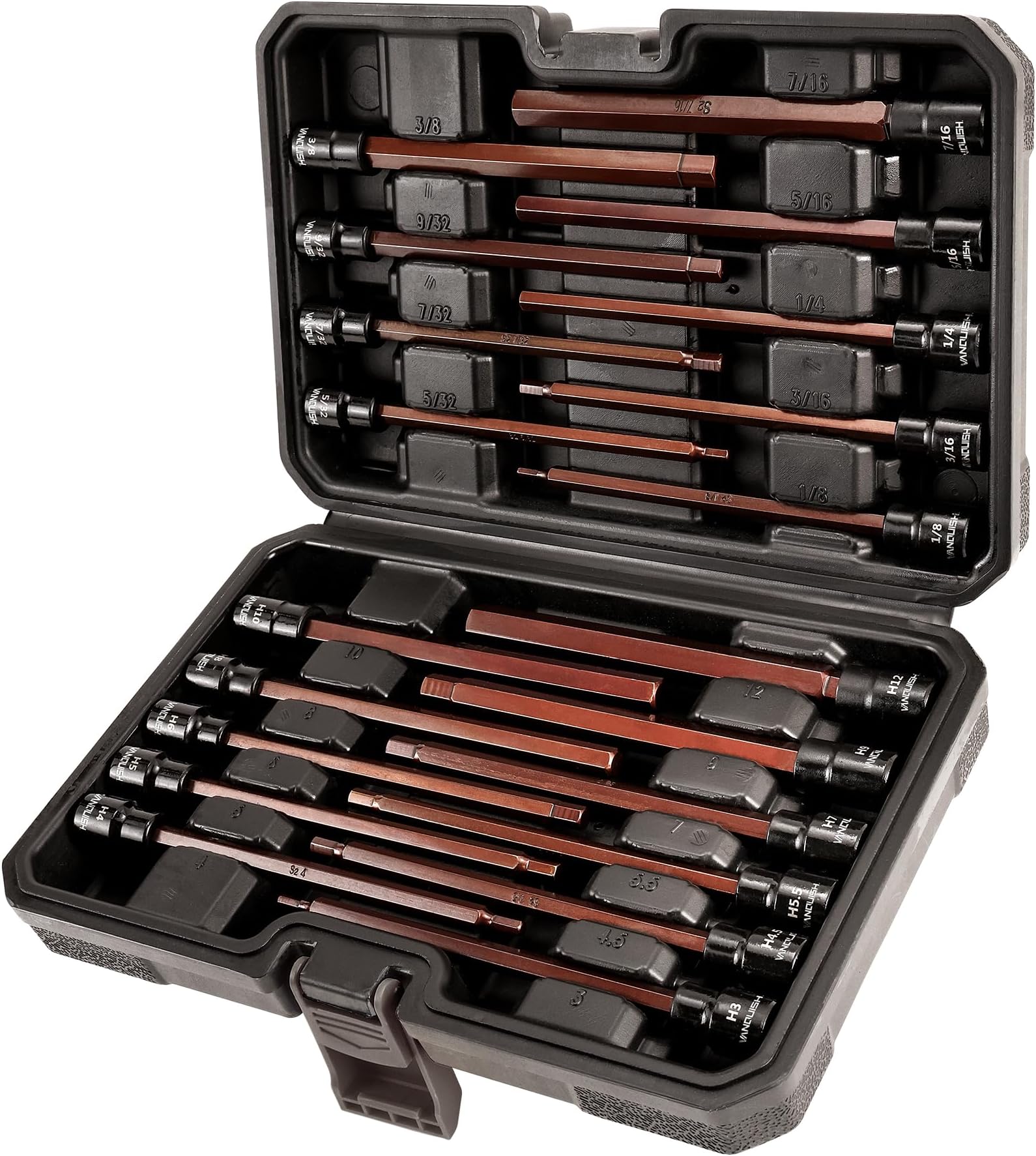 VANQUISH 20-Piece Extra Long Hex Bit Socket Set, 3/8 Inch Drive Allen ...