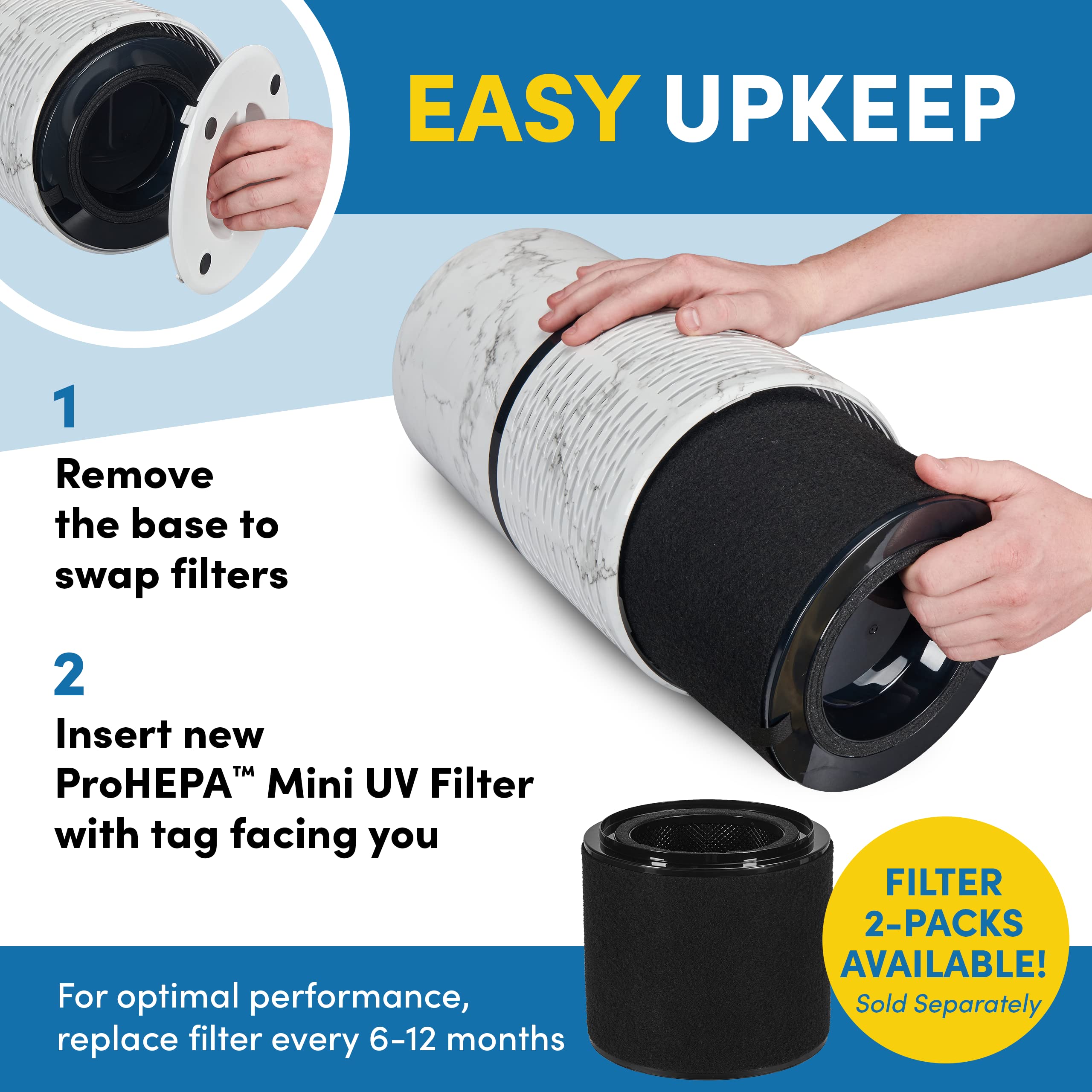 Veva White Circular Air Purifier, Compact and Modern with UV-C Light ...
