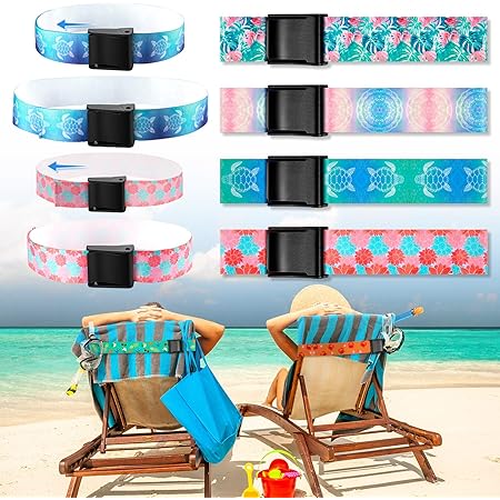 Amazon.com: 8 Pack Adjustable Beach Towel Bands for Chairs Cruise ...