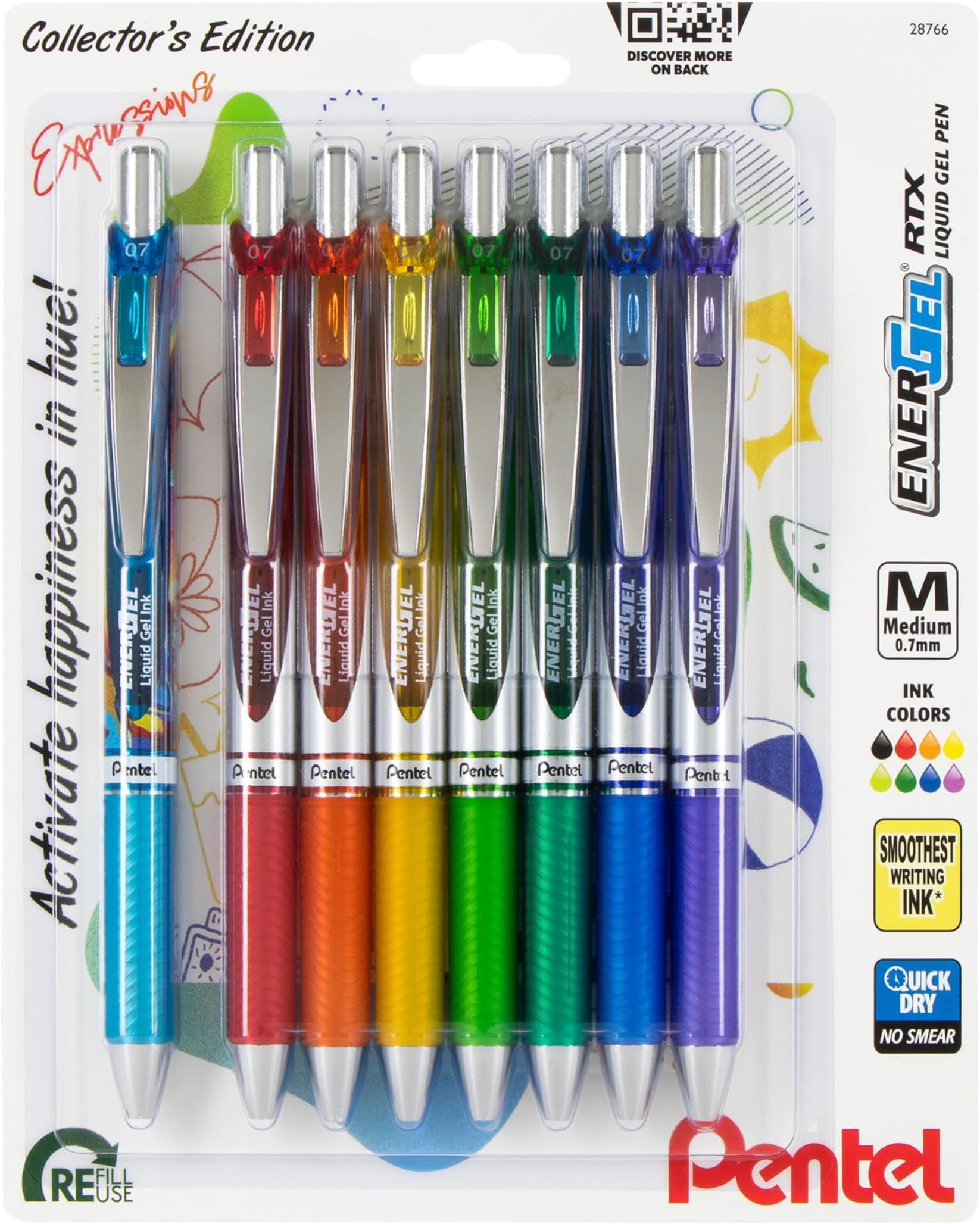 Amazon.com: Pentel EnerGel Deluxe RTX Retractable Liquid Gel Pen, Medium Line, Metal Tip ...