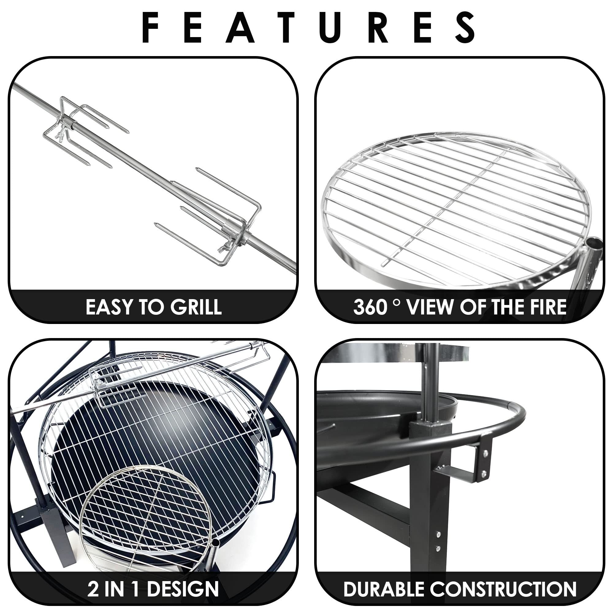 Amazing Choice 26inch Fire Pit and Grill with Removable Cooking Swivel ...