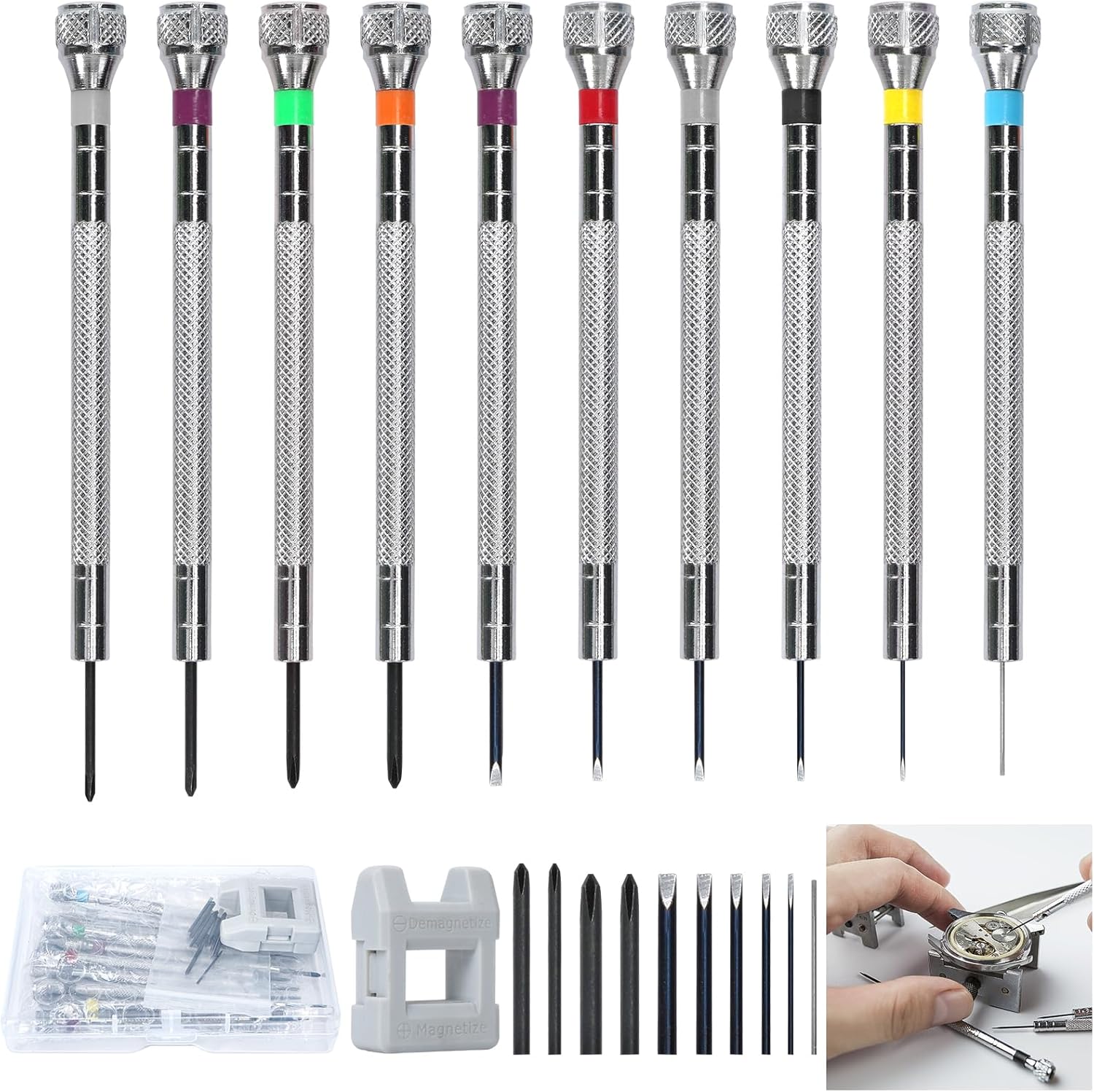 YODUEA 10Pcs Watch Screwdriver Set 0.6-2 mm Watchmaker Screwdrivers ...