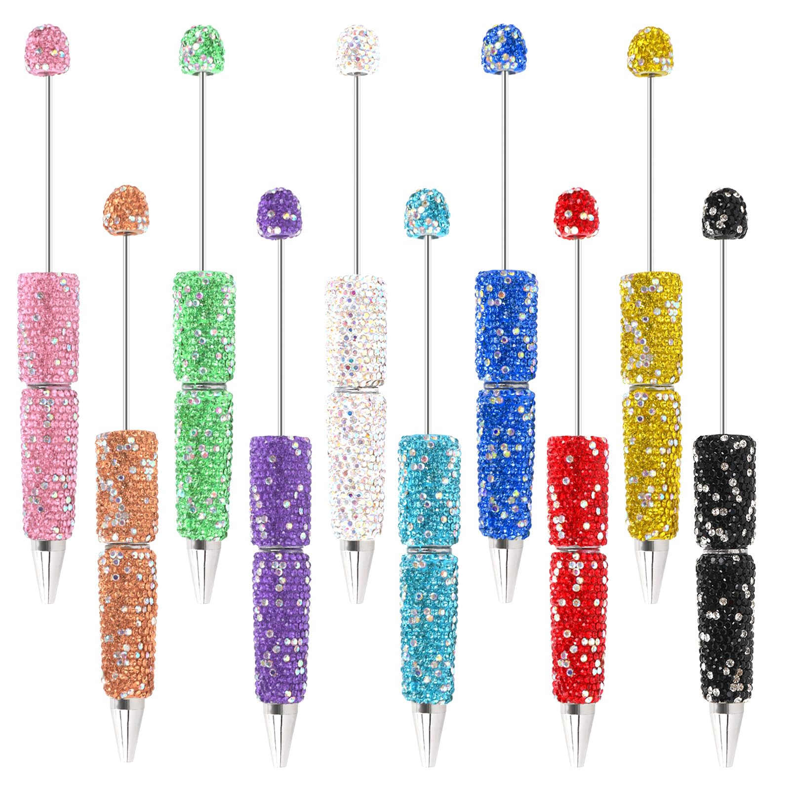 Amazon.com: FYSUIMU 10Pcs Glitter Beadable Pen Full Rhinestone Plastic ...
