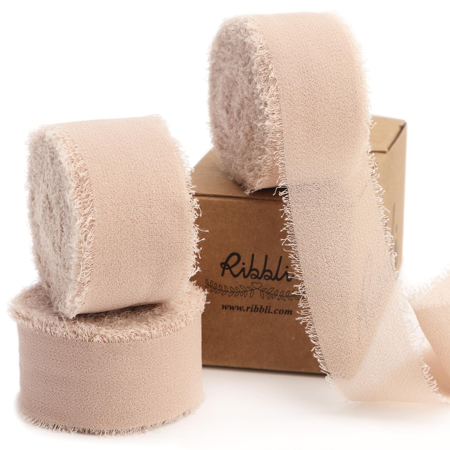 Amazon.com: Ribbli Beige Ribbon 1 Inch x 3 Rolls Total 24 Yards Natural ...