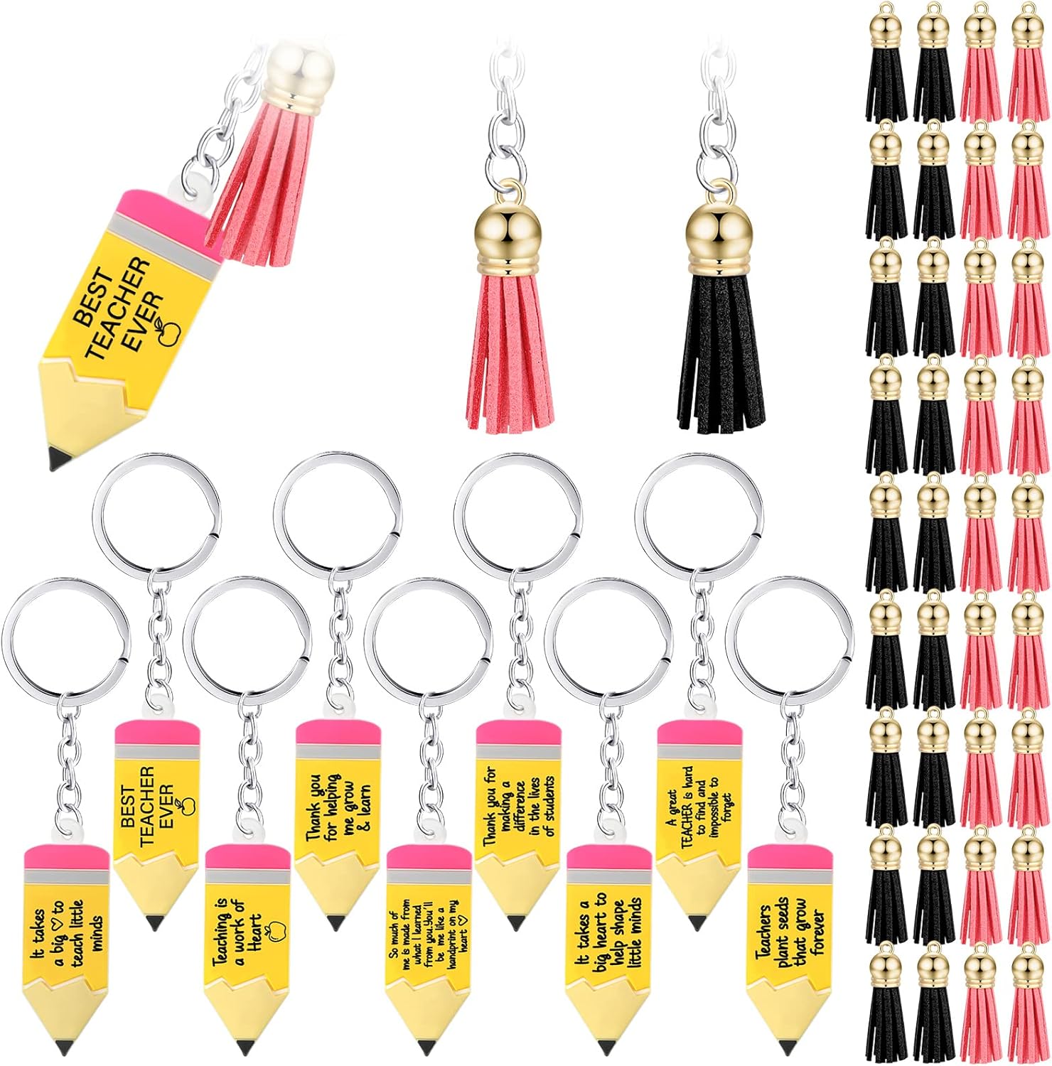 36 Pcs Teacher Pencil Keychains with Tassel Teacher Appreciation Gifts ...