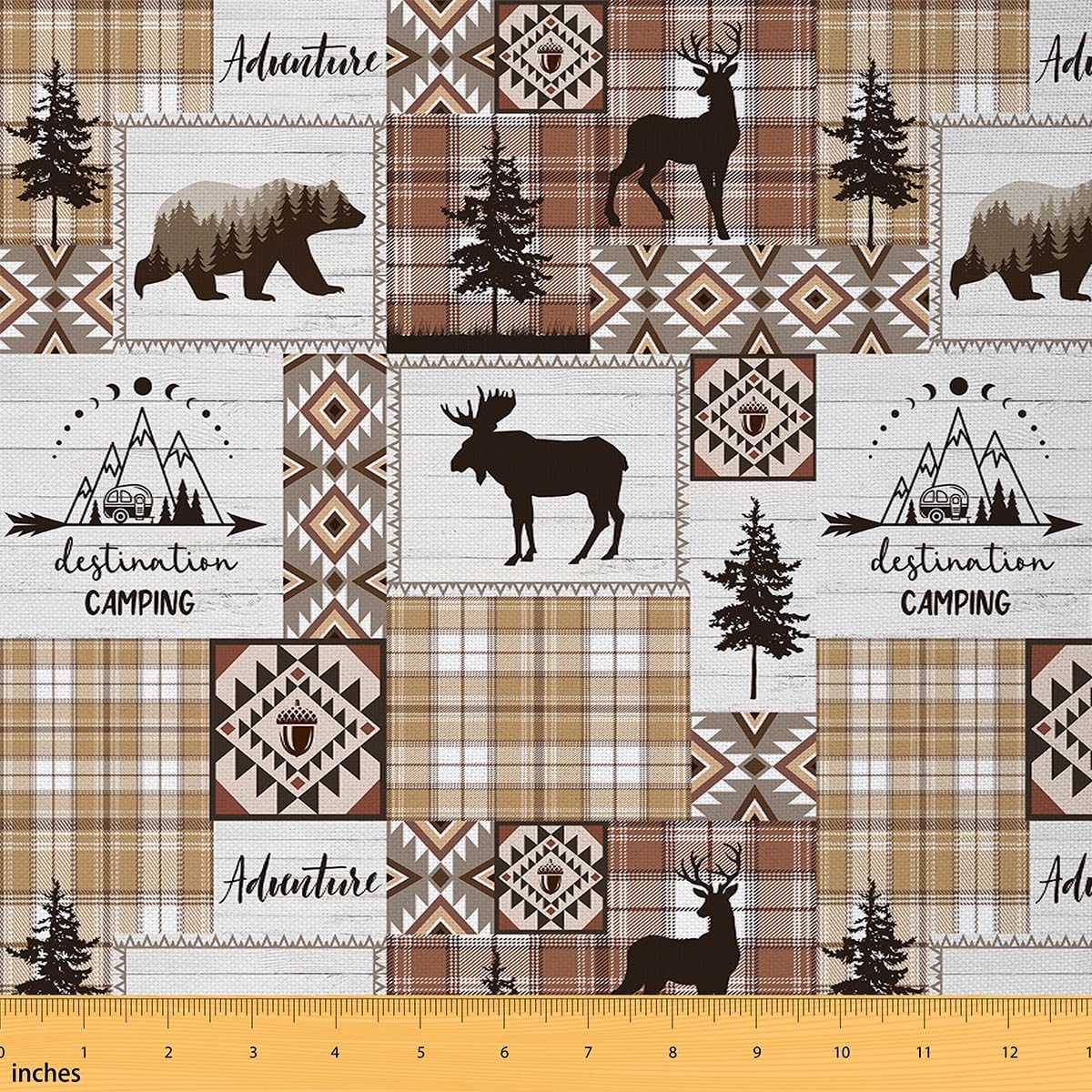Amazon.com: Adventure Cabin Fabric by The Yard Wild Bear Moose Jungle ...