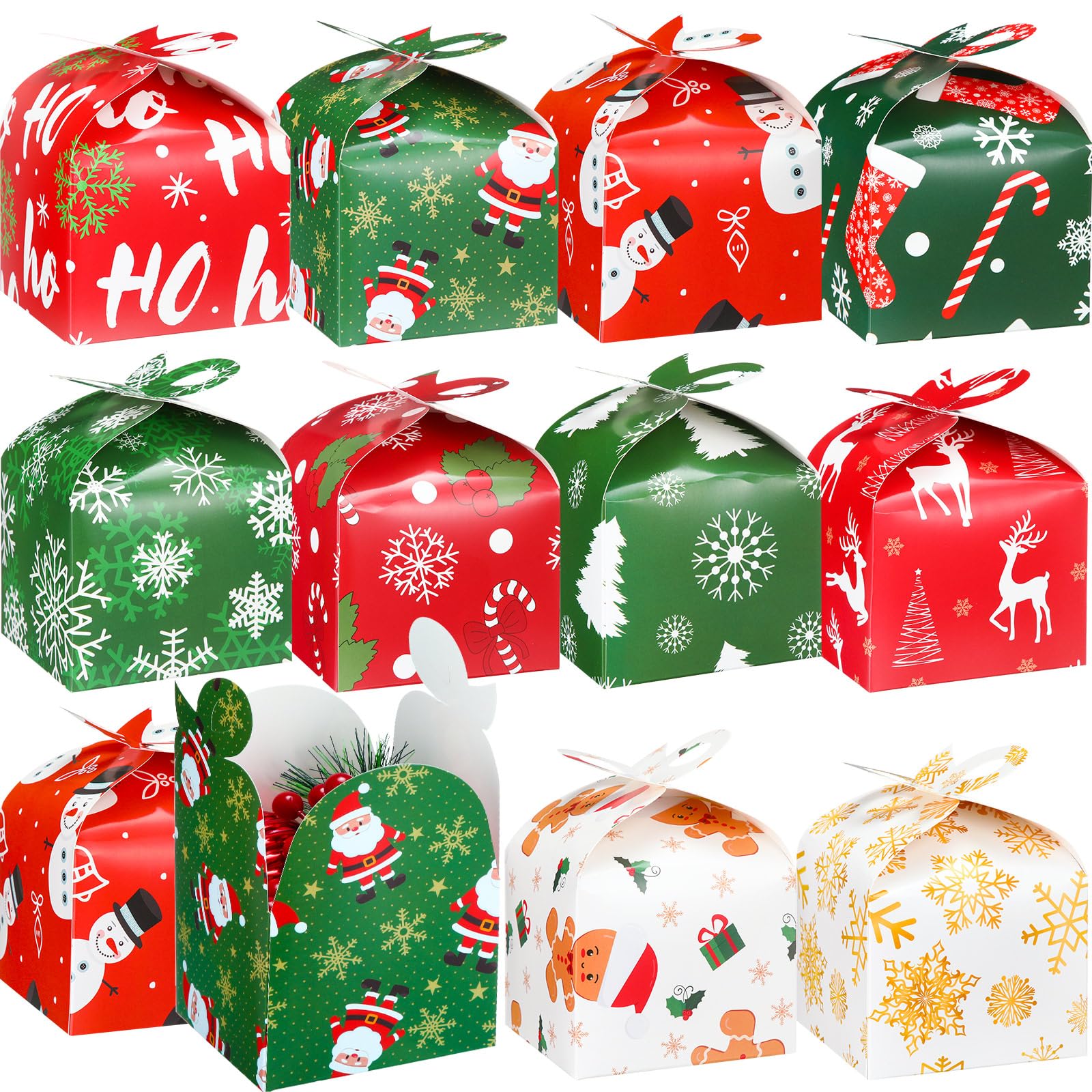Amazon.com: Qilery 100 Pcs Small 3D Christmas Goody Gift Boxes with Bow ...